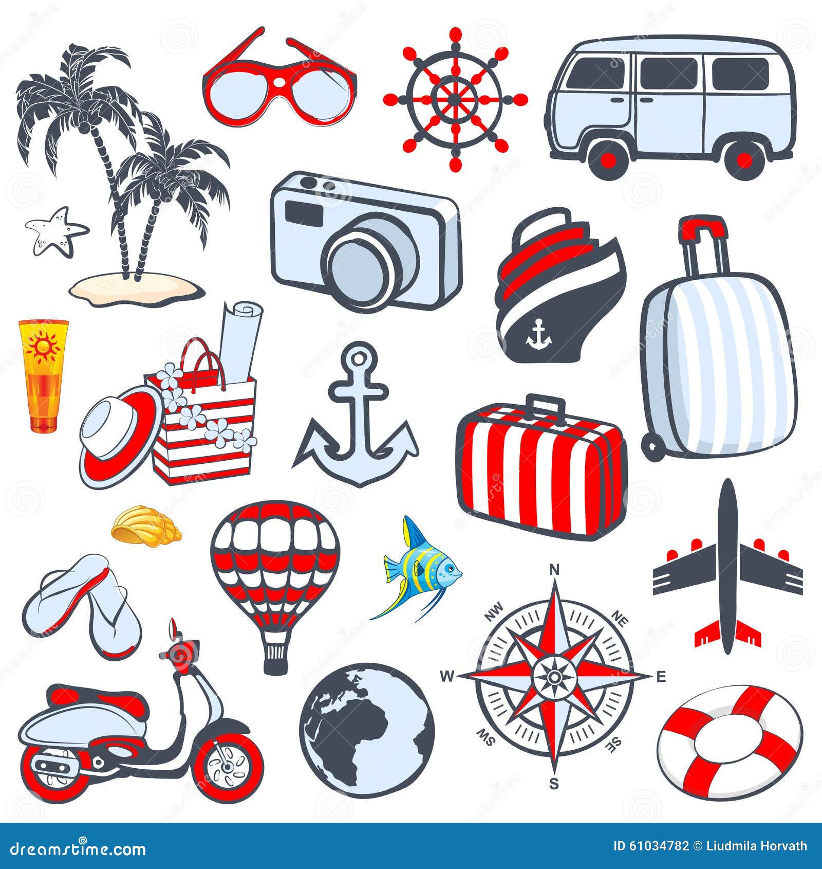 Retro Set of Travel Icons and Symbols Stock Illustration - Illustration ...