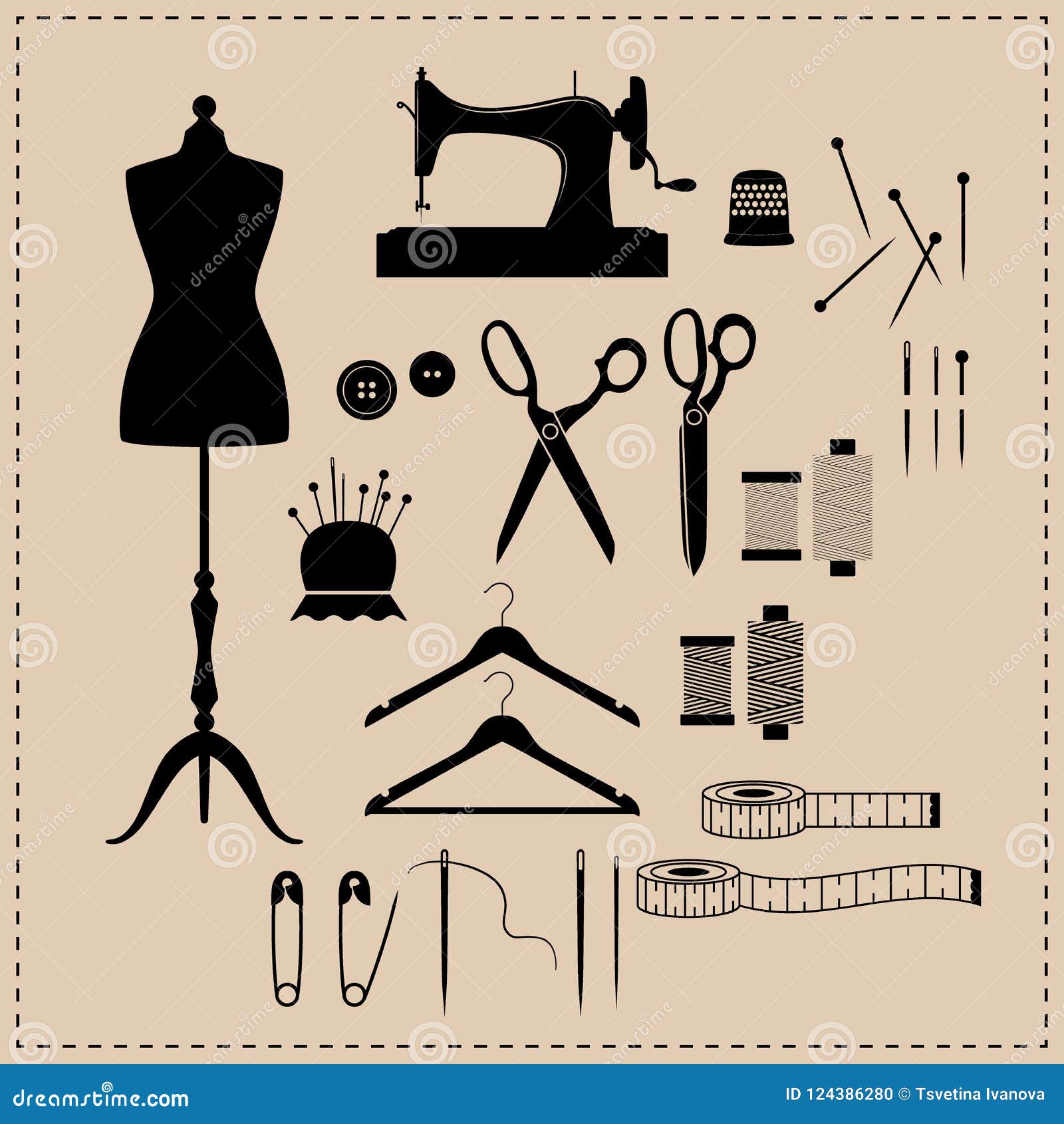 Retro Sewing Machine Cartoon Vector 88229917