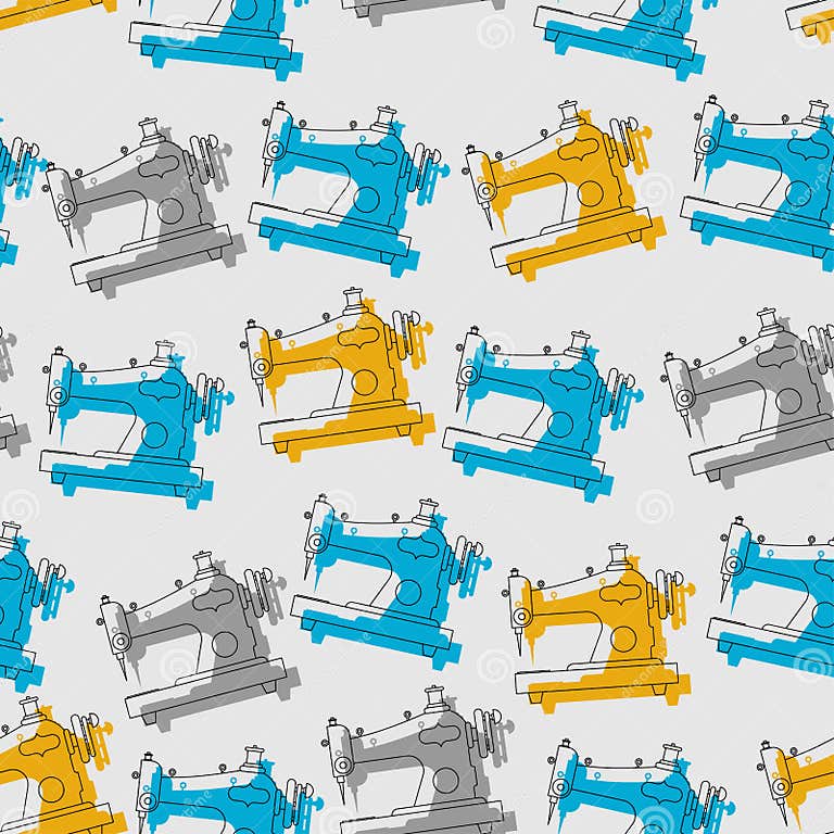 Retro Sewing Machine Pattern Seamless. Vector Texture Stock ...
