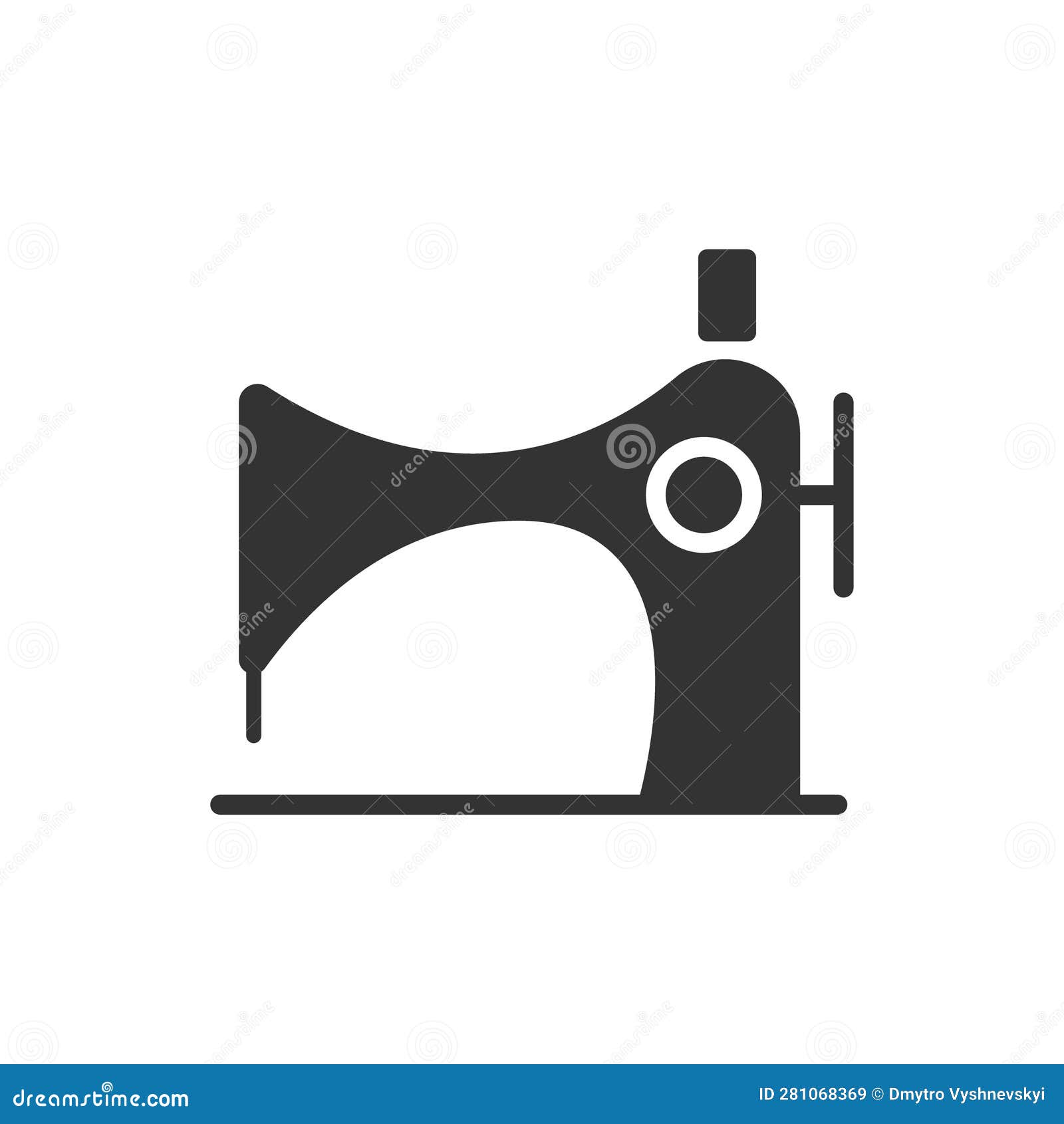 Retro Sewing Machine Silhouette Vector Icon Stock Vector Illustration