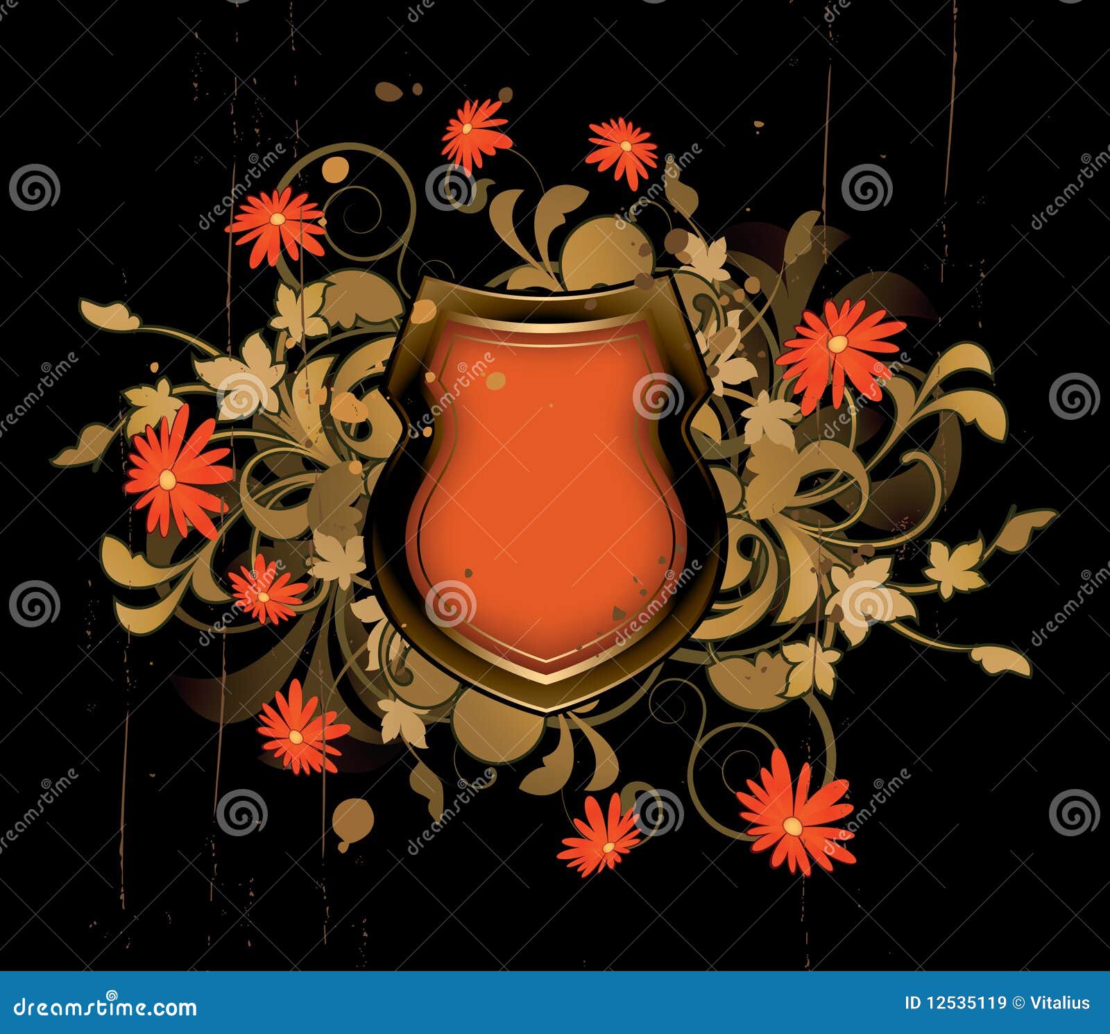 Retro shield stock vector. Illustration of floral, curled - 12535119