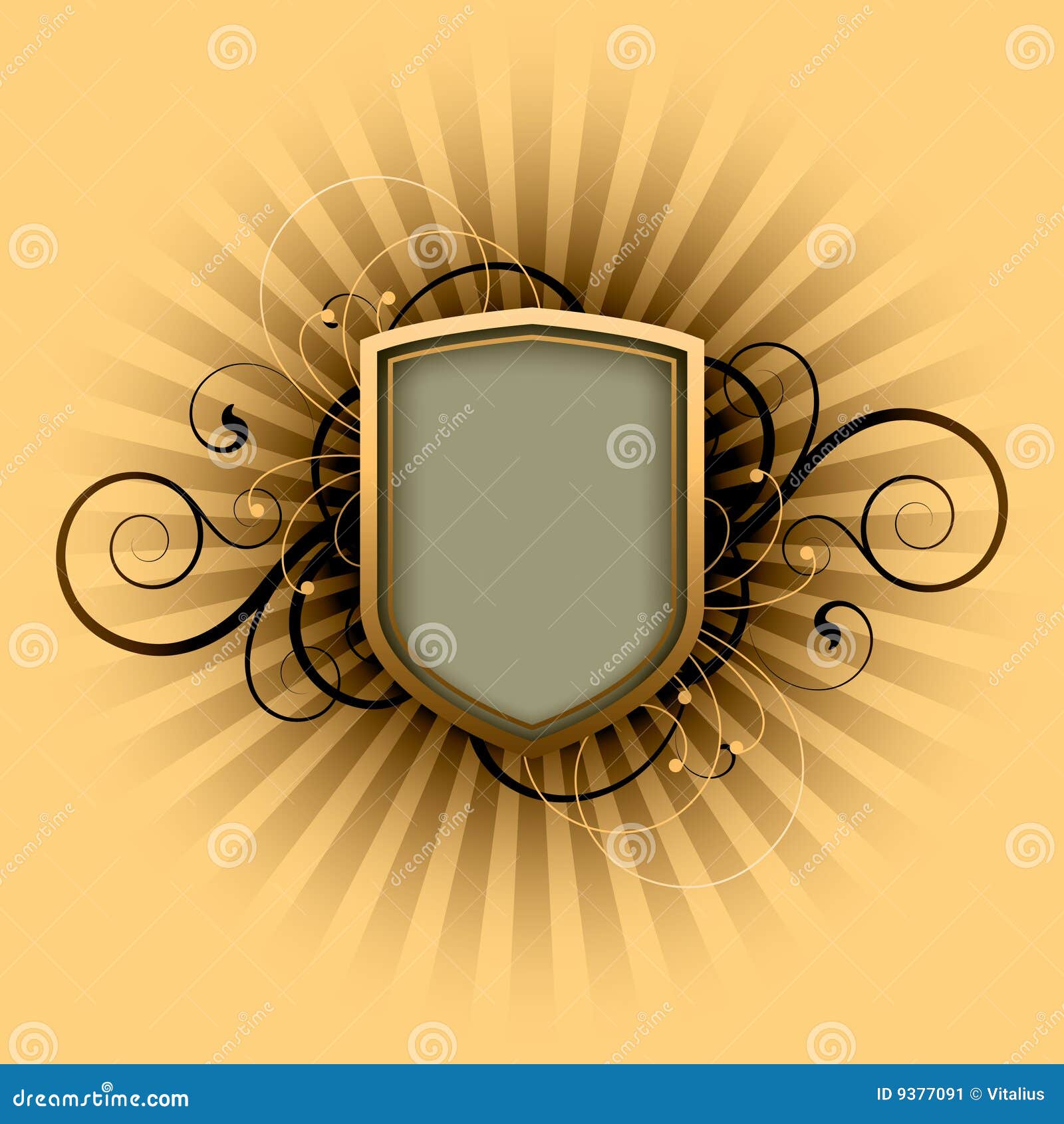 Retro shield stock vector. Illustration of 1940, 1980 - 9377091