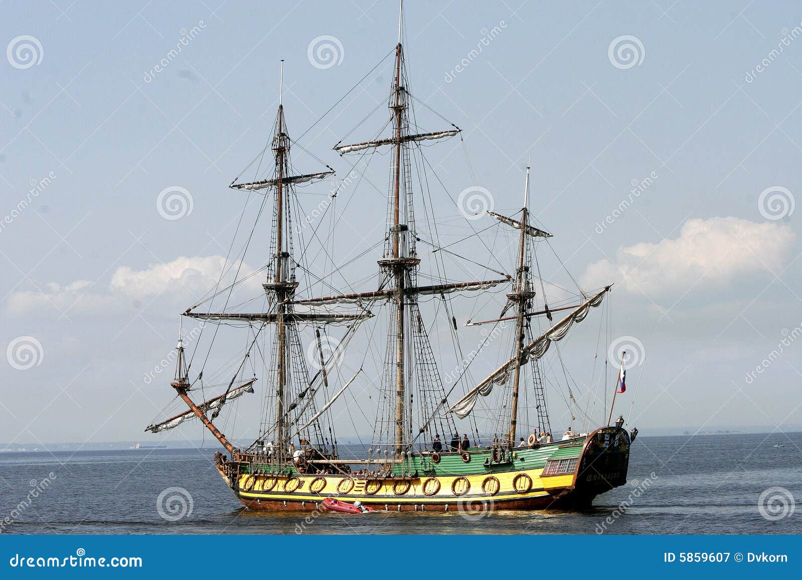 Retro ship stock image. Image of water, blue, sailing - 5859607