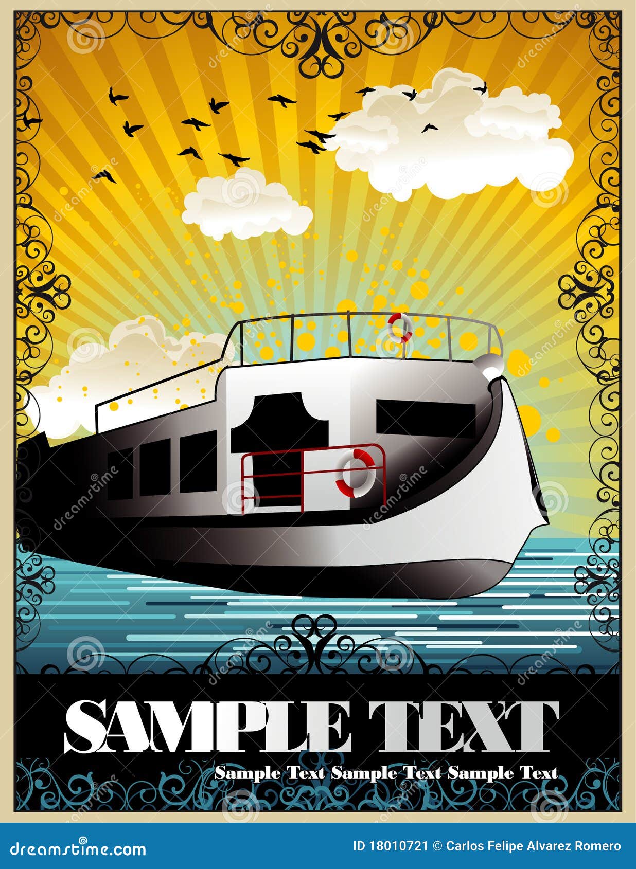 Retro ship illustration stock vector. Illustration of design - 18010721