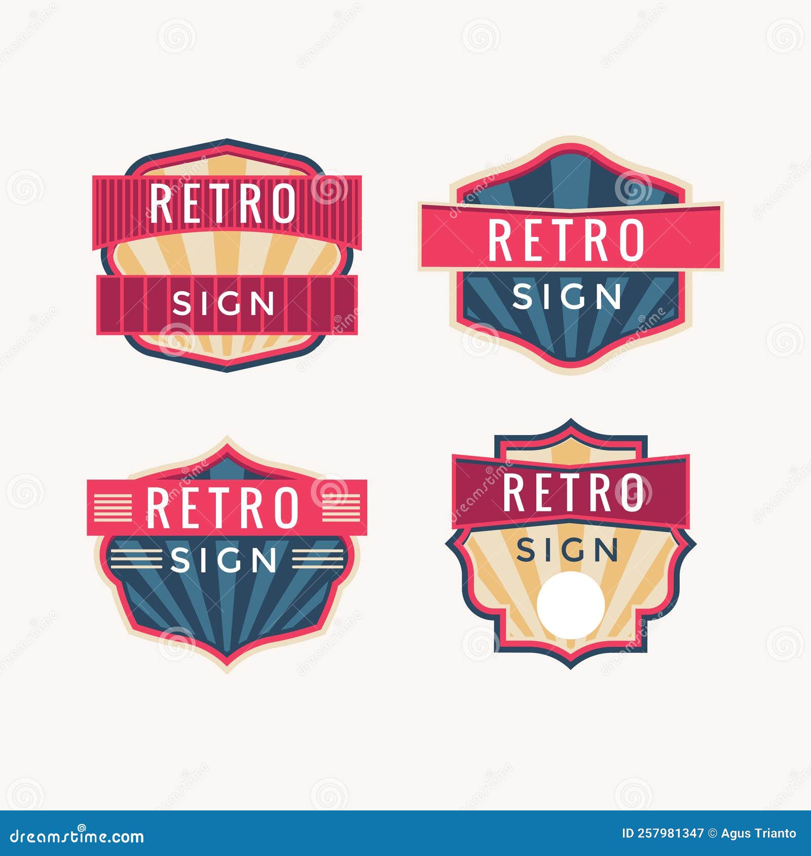 Retro Signs and Vintage Neon Signs Colorful Collection Stock Vector ...