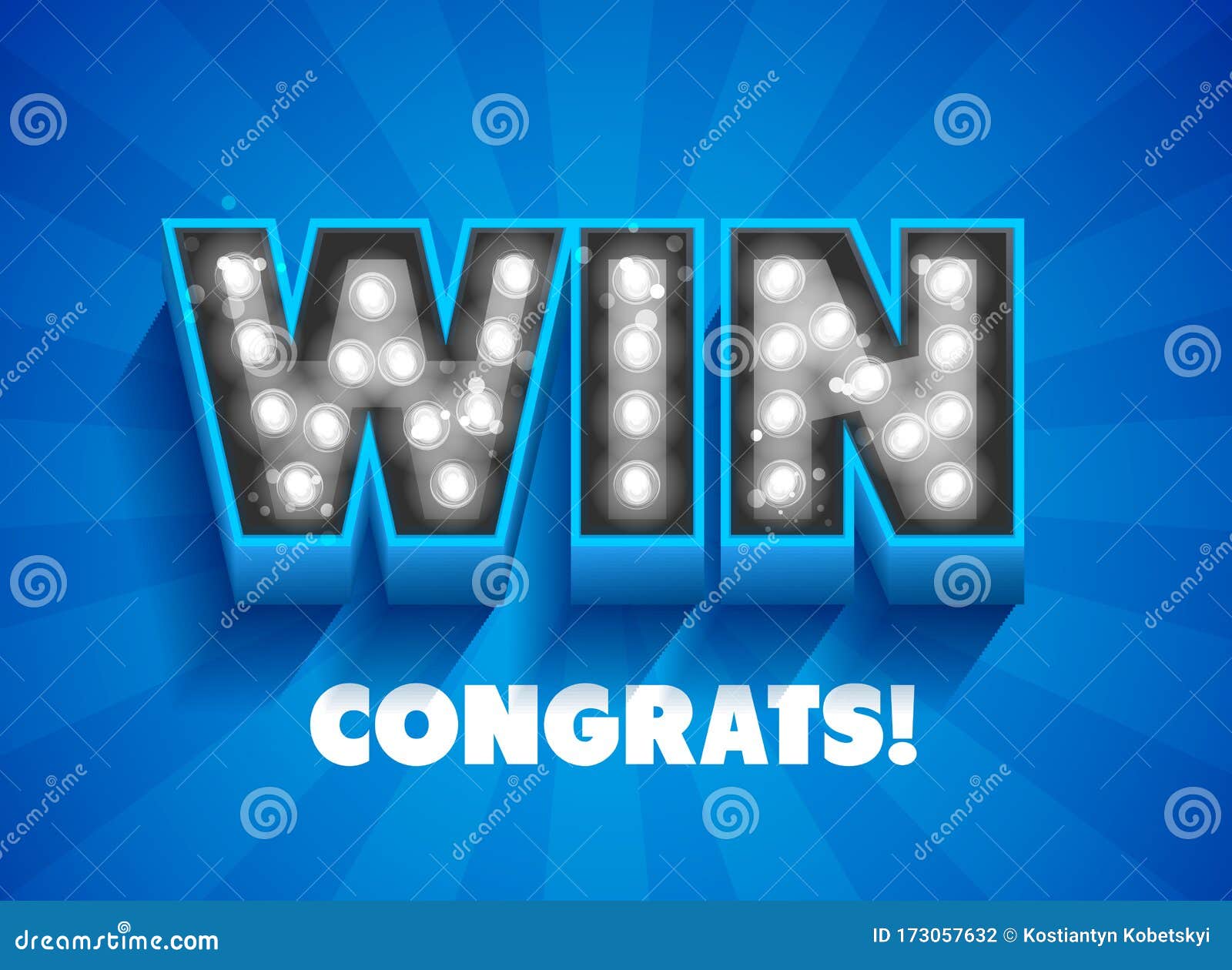 Retro Sign with Lamp Win Banner Template Design Stock Illustration ...