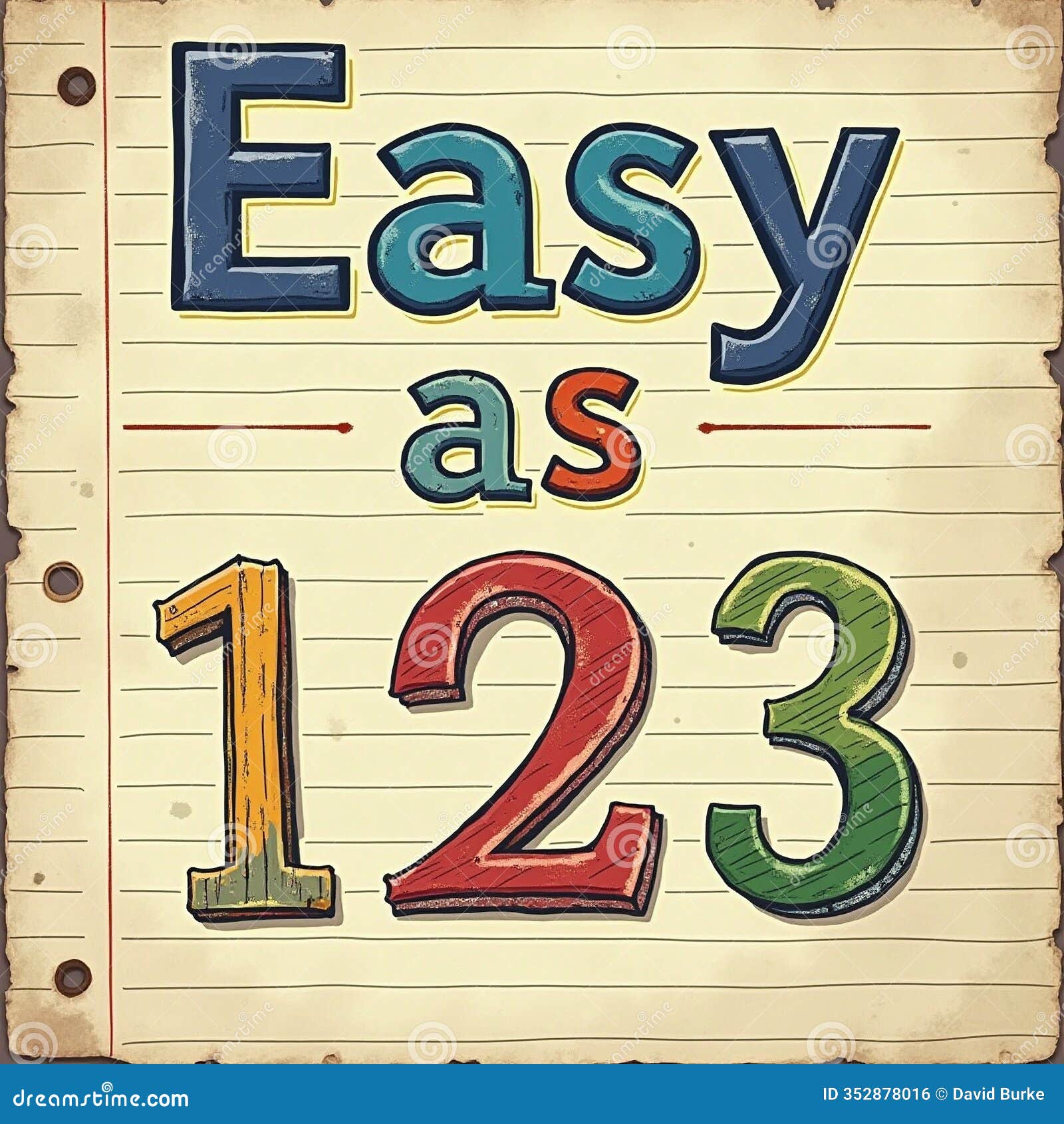 Retro Sign Text Easy Education Knowledge Learning 123 Number Simple ...