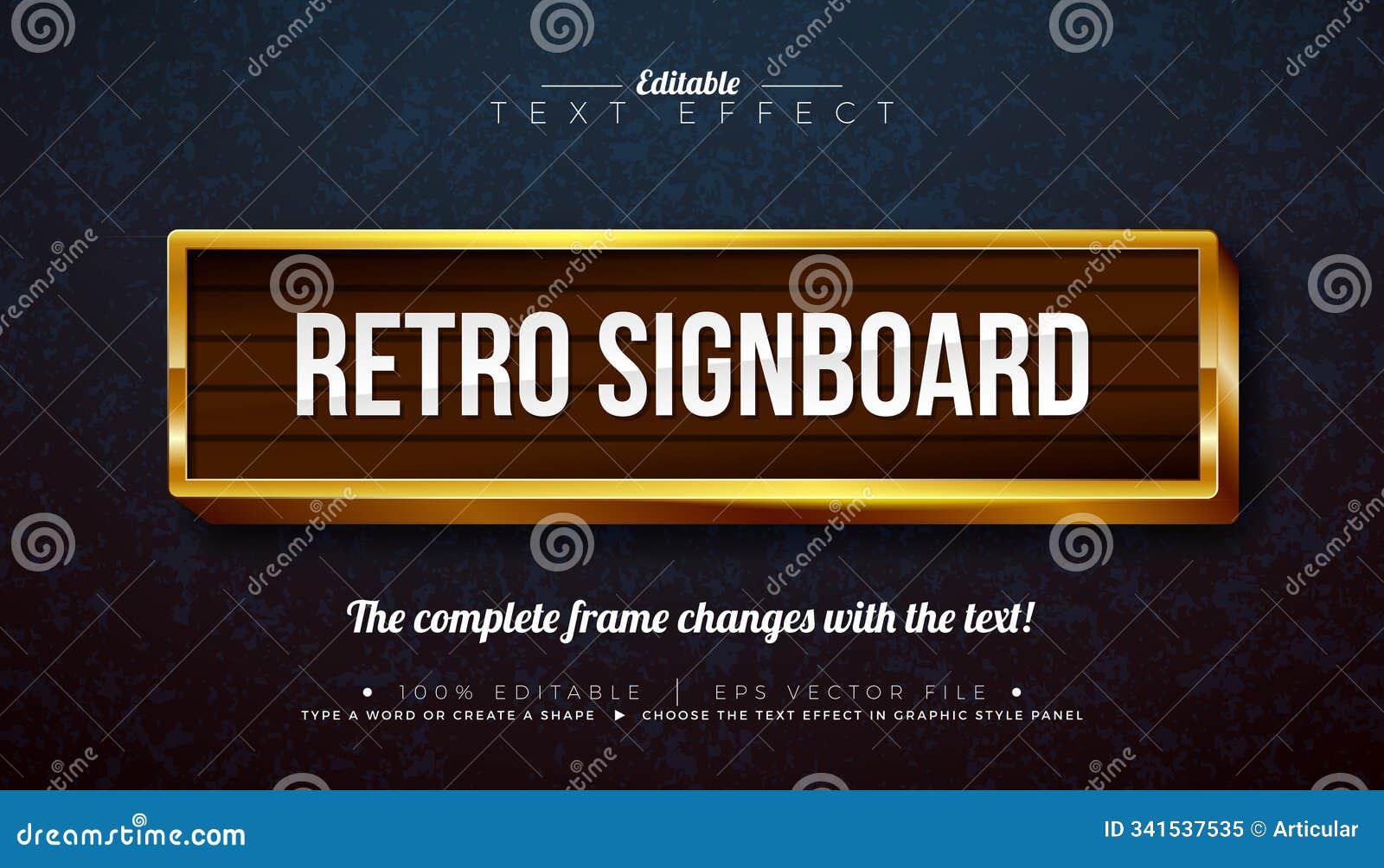 Retro Signboard 3D Text Effect Design Editable and Scalable Vector ...