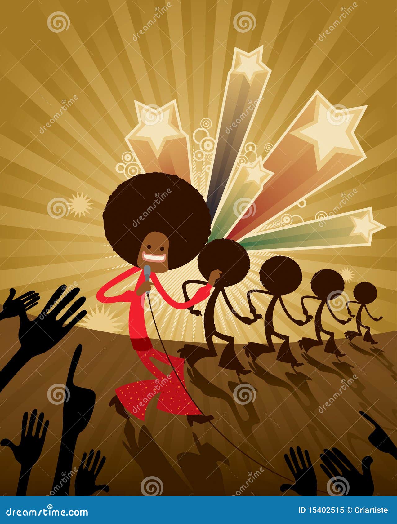 Retro Singer `crooner` Silhouette With Musicians In The Background ...