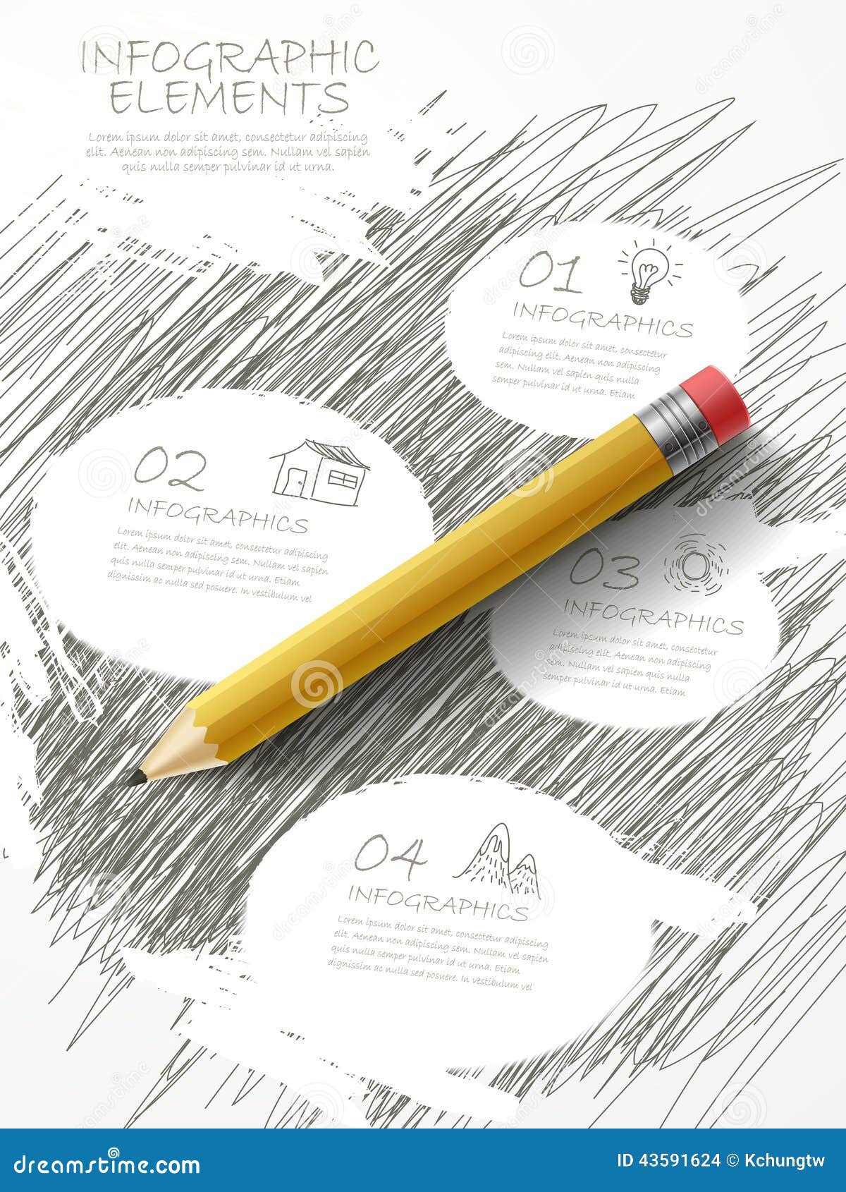 Retro Sketch Style Infographic with Pencil Element Stock Vector ...
