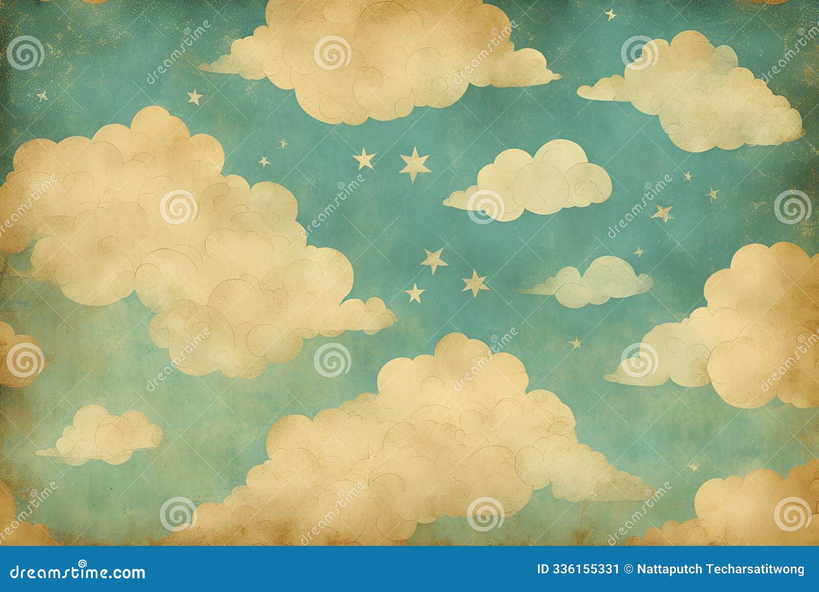Retro Sky Pattern on Old Paper Stock Illustration - Illustration of ...
