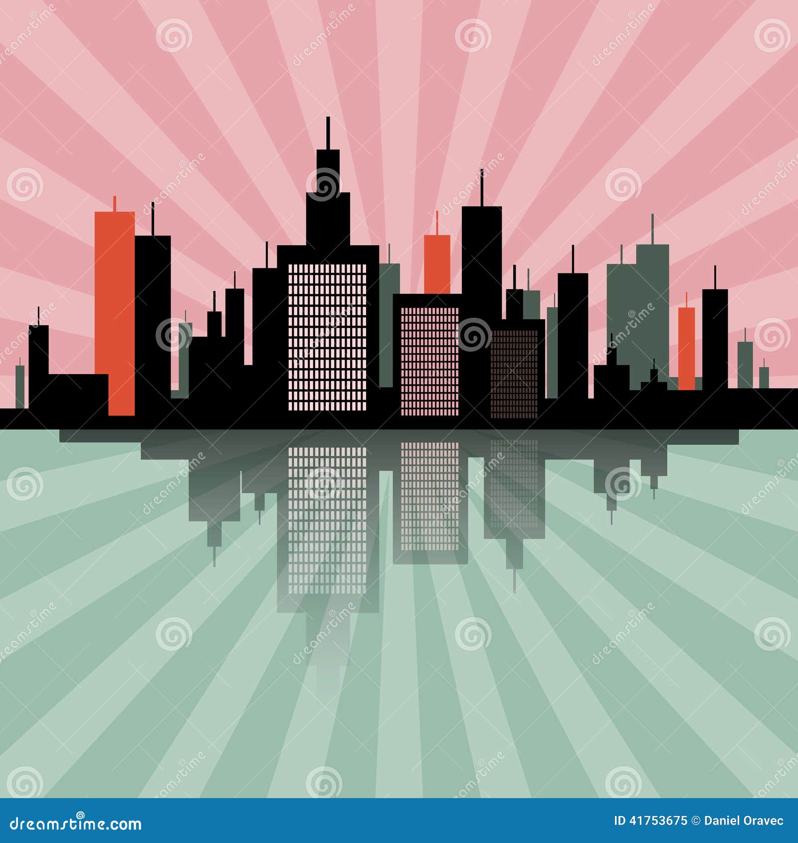 Retro Skyline Illustration stock vector. Illustration of downtown ...