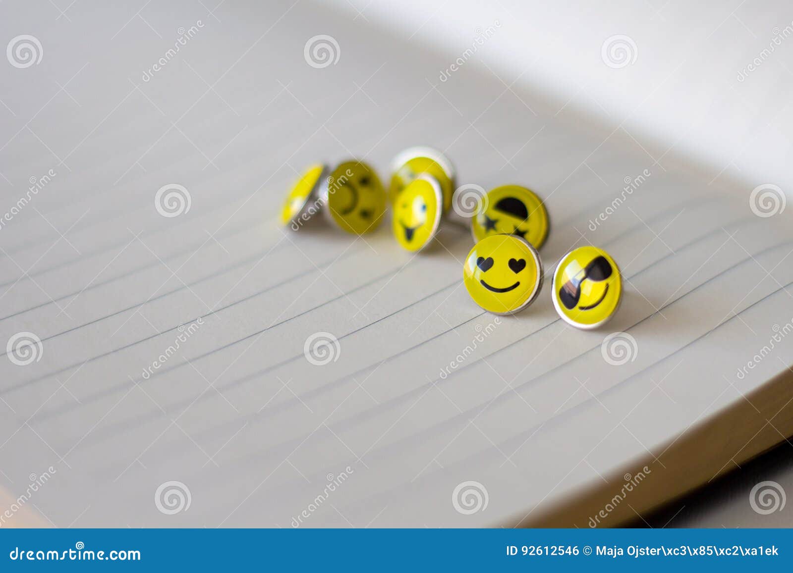 Retro Smiley Face Emoticon Push Pins Stock Photo - Image of design ...