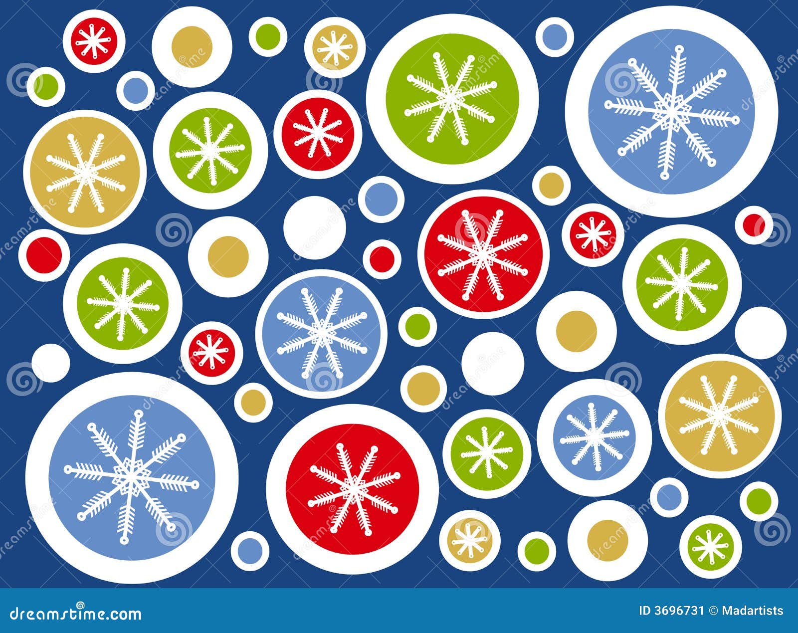 Retro Snowflake Circles Background Stock Illustration - Illustration of ...