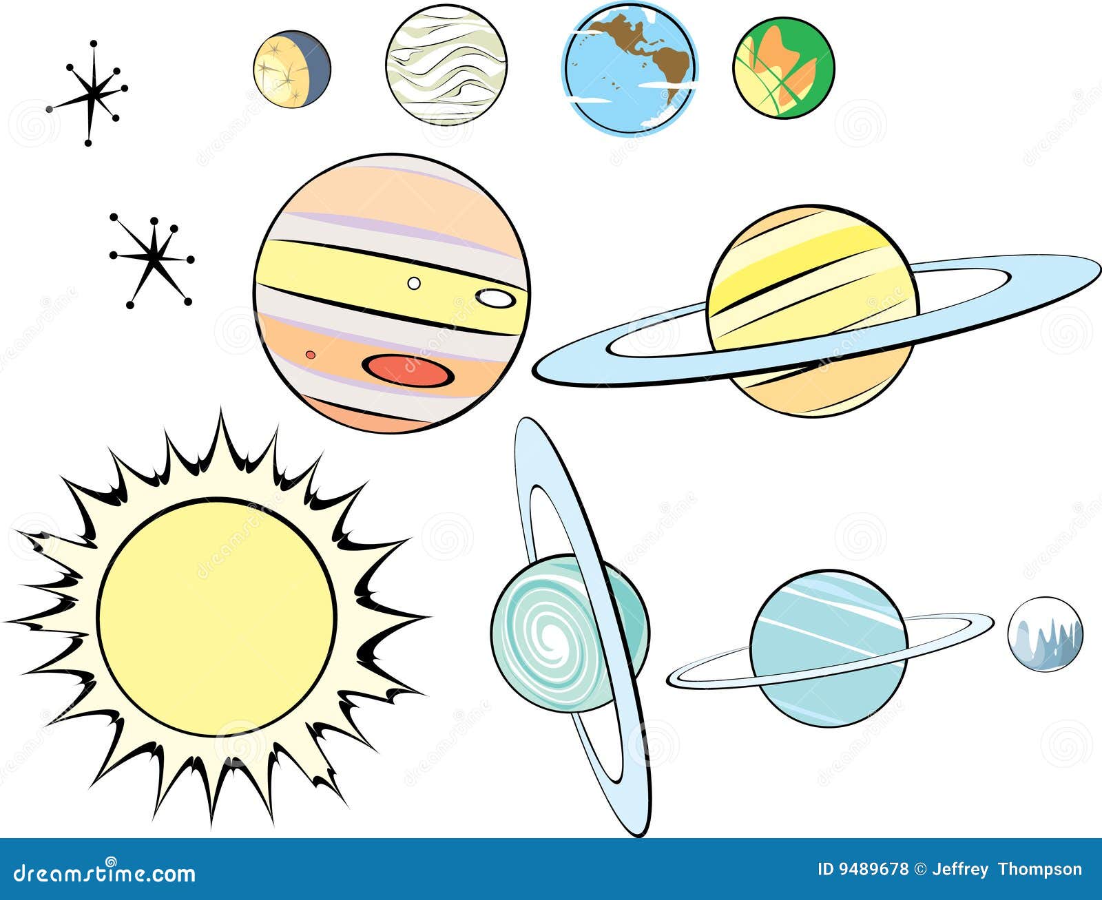 Retro Solar System Map Cartoon Vector | CartoonDealer.com #9489785
