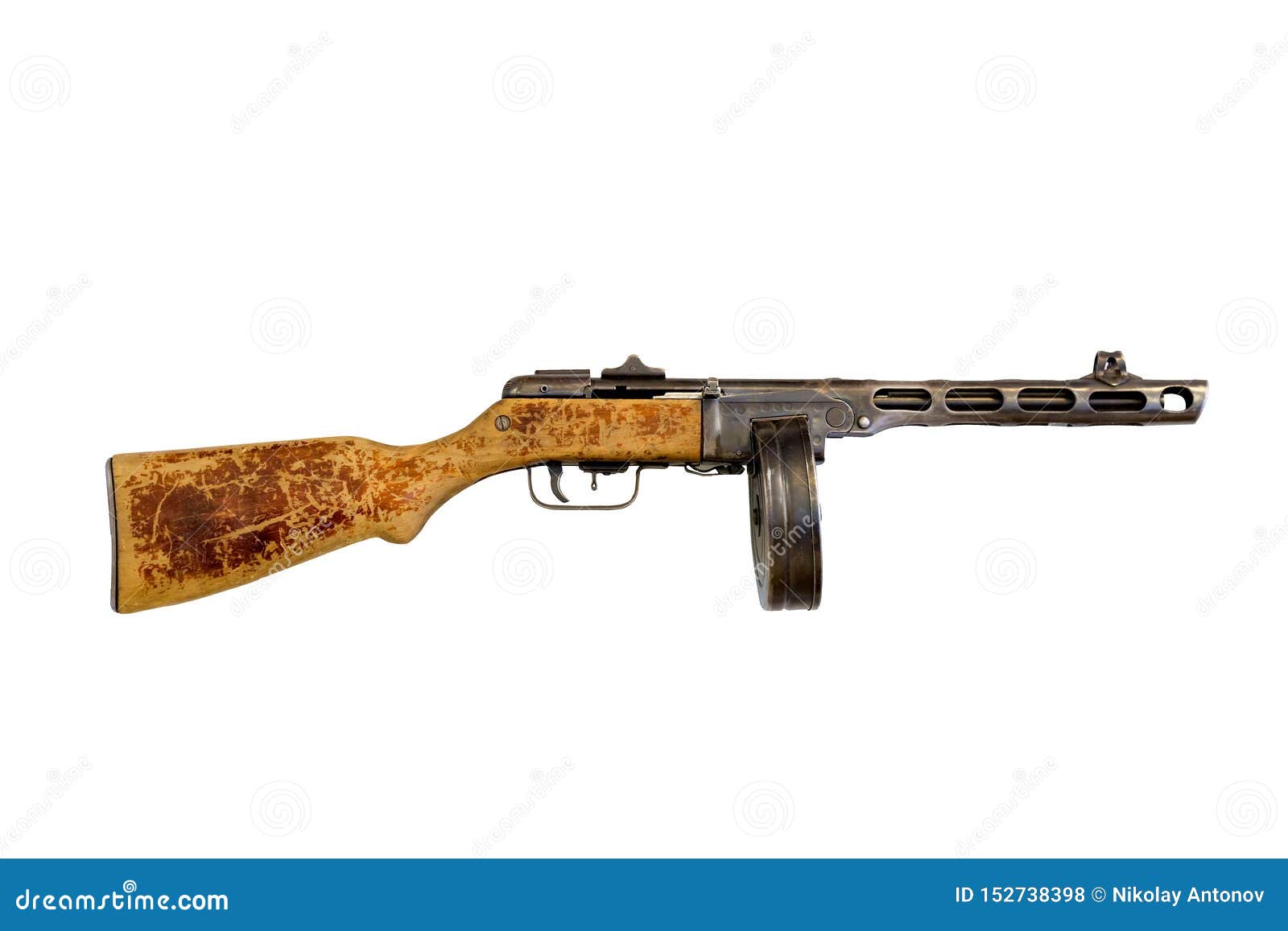 Retro Soviet Automatic Machine Gun From World War II Isolated On White ...
