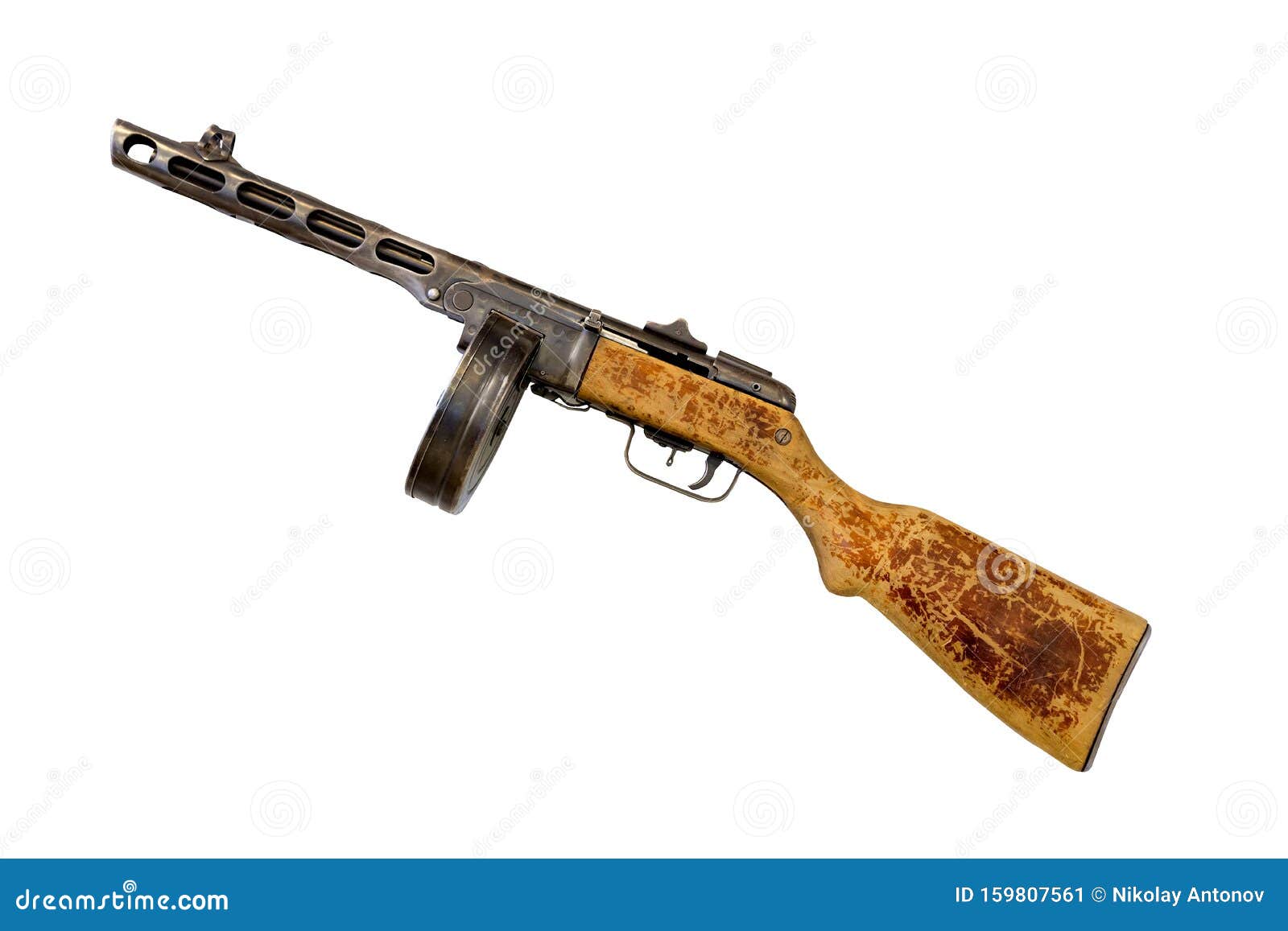 Retro Soviet Automatic Machine Gun from World War II Isolated on White ...