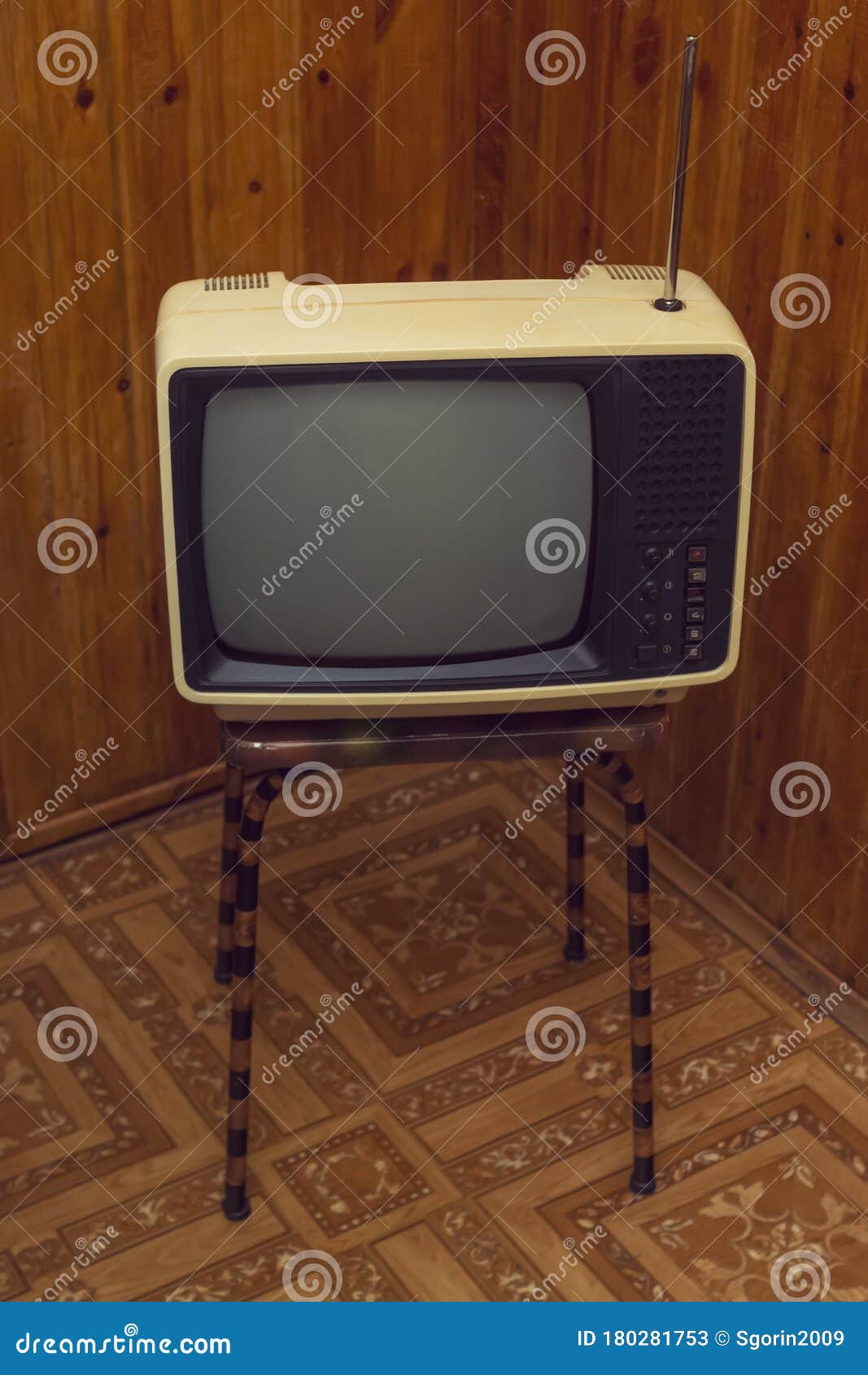 Retro Soviet Portable Analog Tv on Stool Stock Image - Image of indoors ...