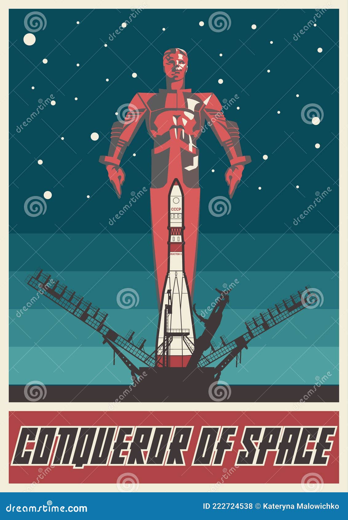 Conqueror Of Space Poster, Spaceman And Rocket Stock Photography ...