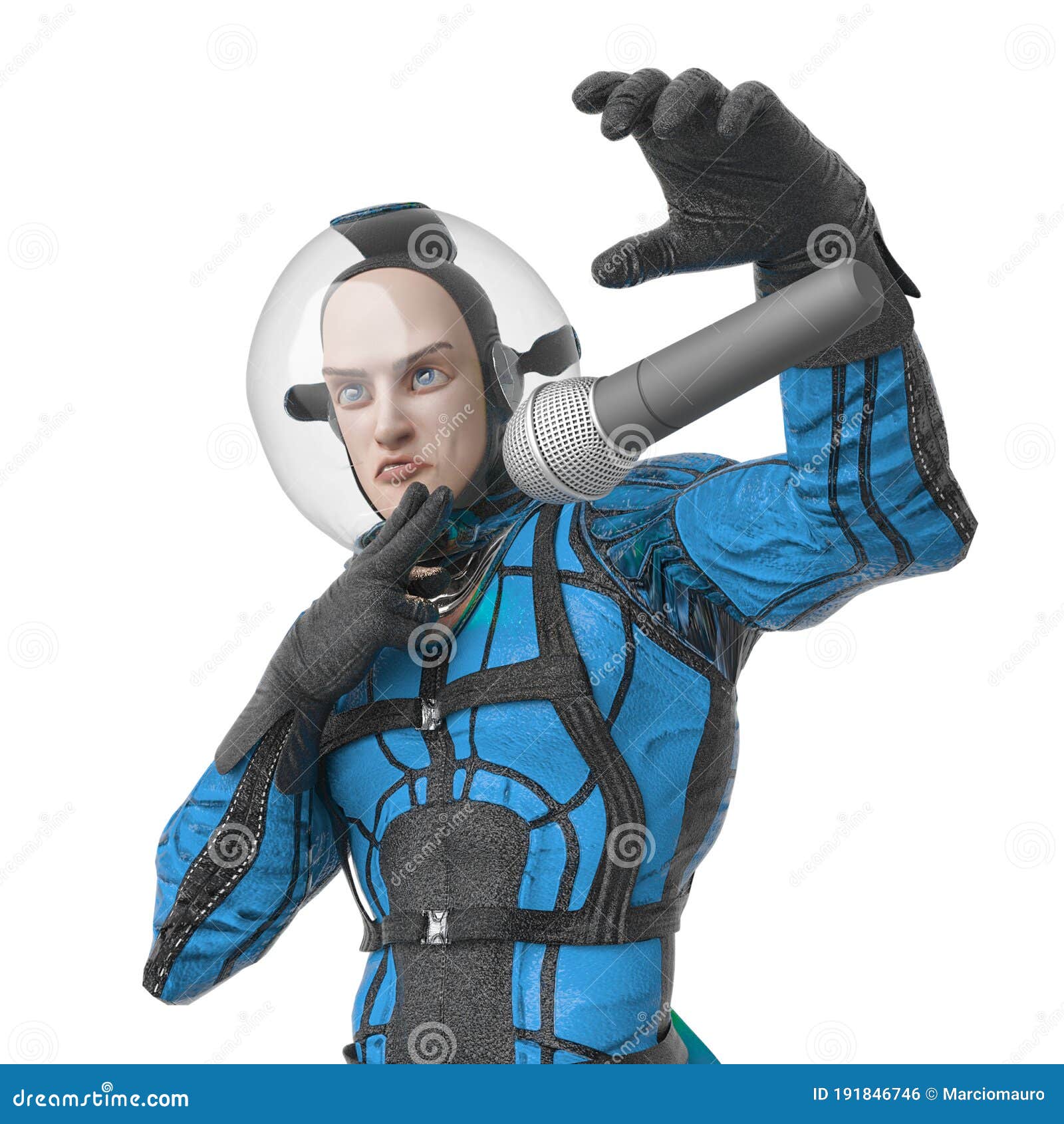 Retro Space Astronaut is Doing a Mic Drop Meme Pose Close Up View Stock ...