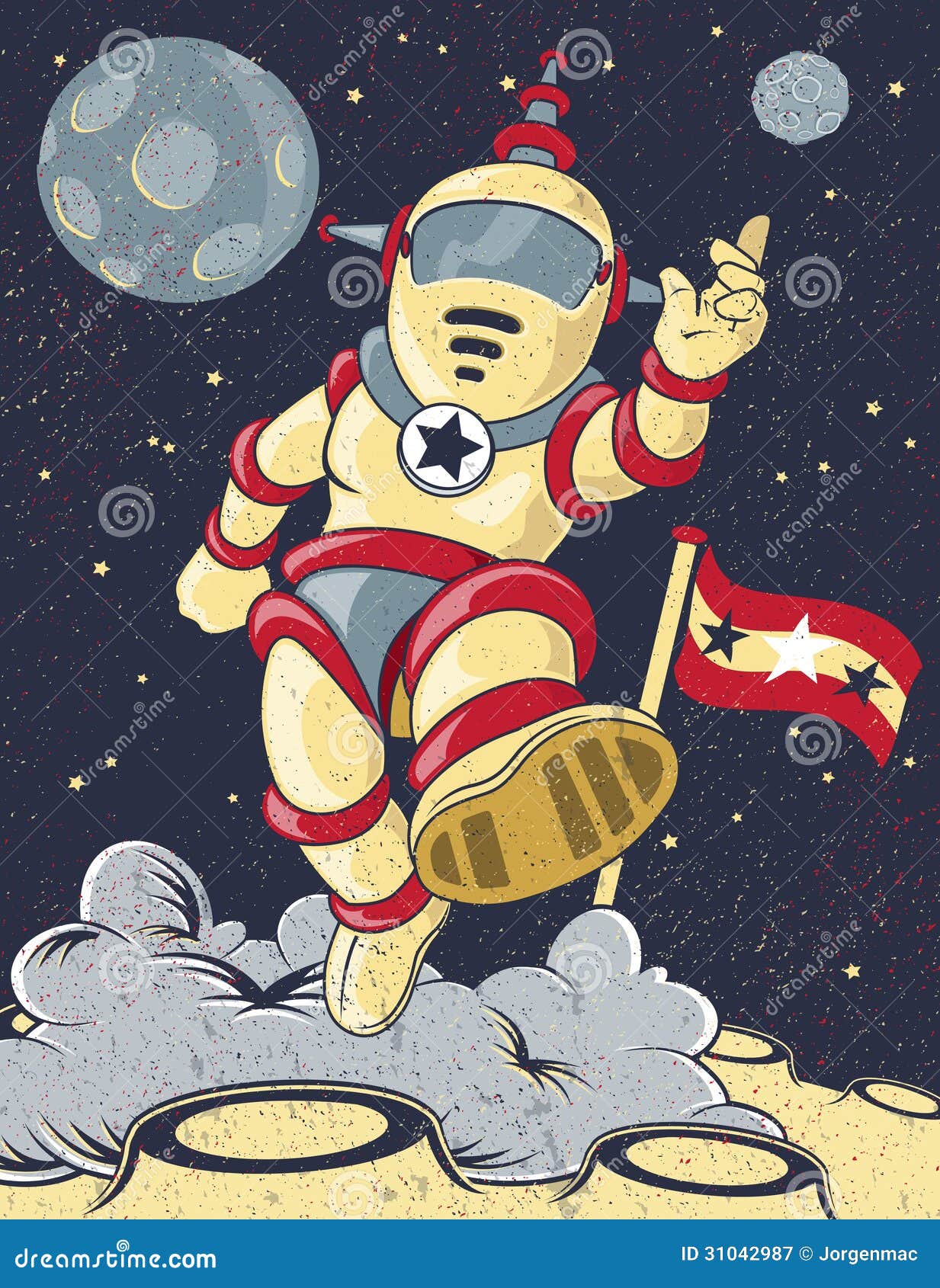 Retro Spaceman stock vector. Illustration of grunge, gravity - 31042987