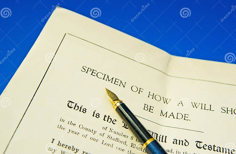 Retro Specimen Showing How To Make a Will. Stock Image - Image of ...