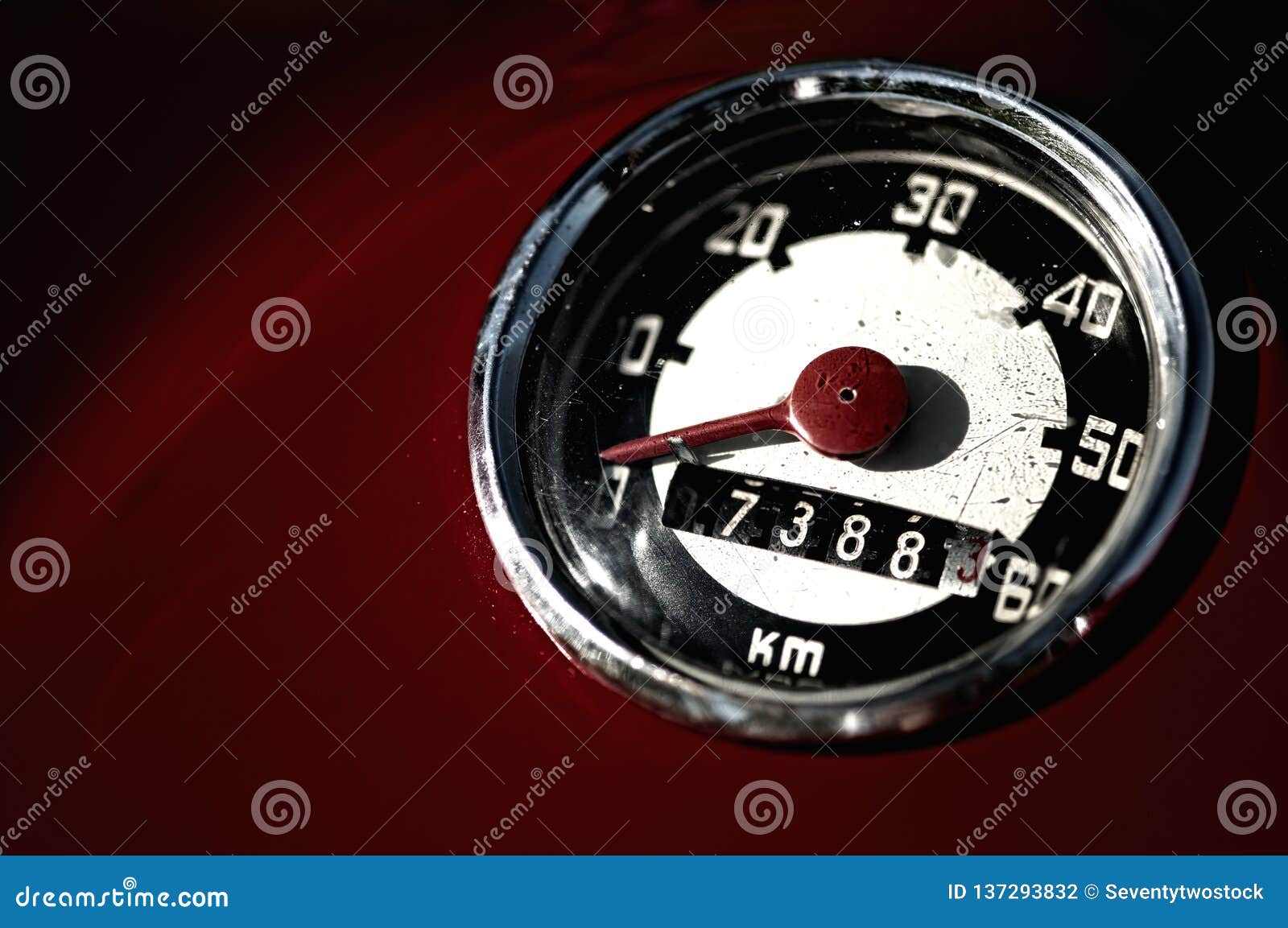 Retro Speedometer of a Red Moped Stock Photo - Image of bike, black ...
