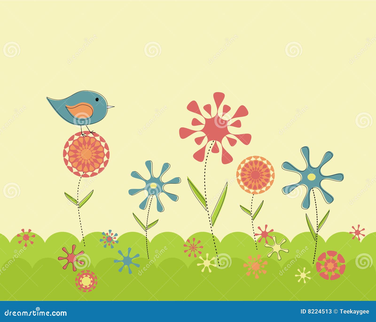 Retro spring garden stock vector. Illustration of blooming - 8224513