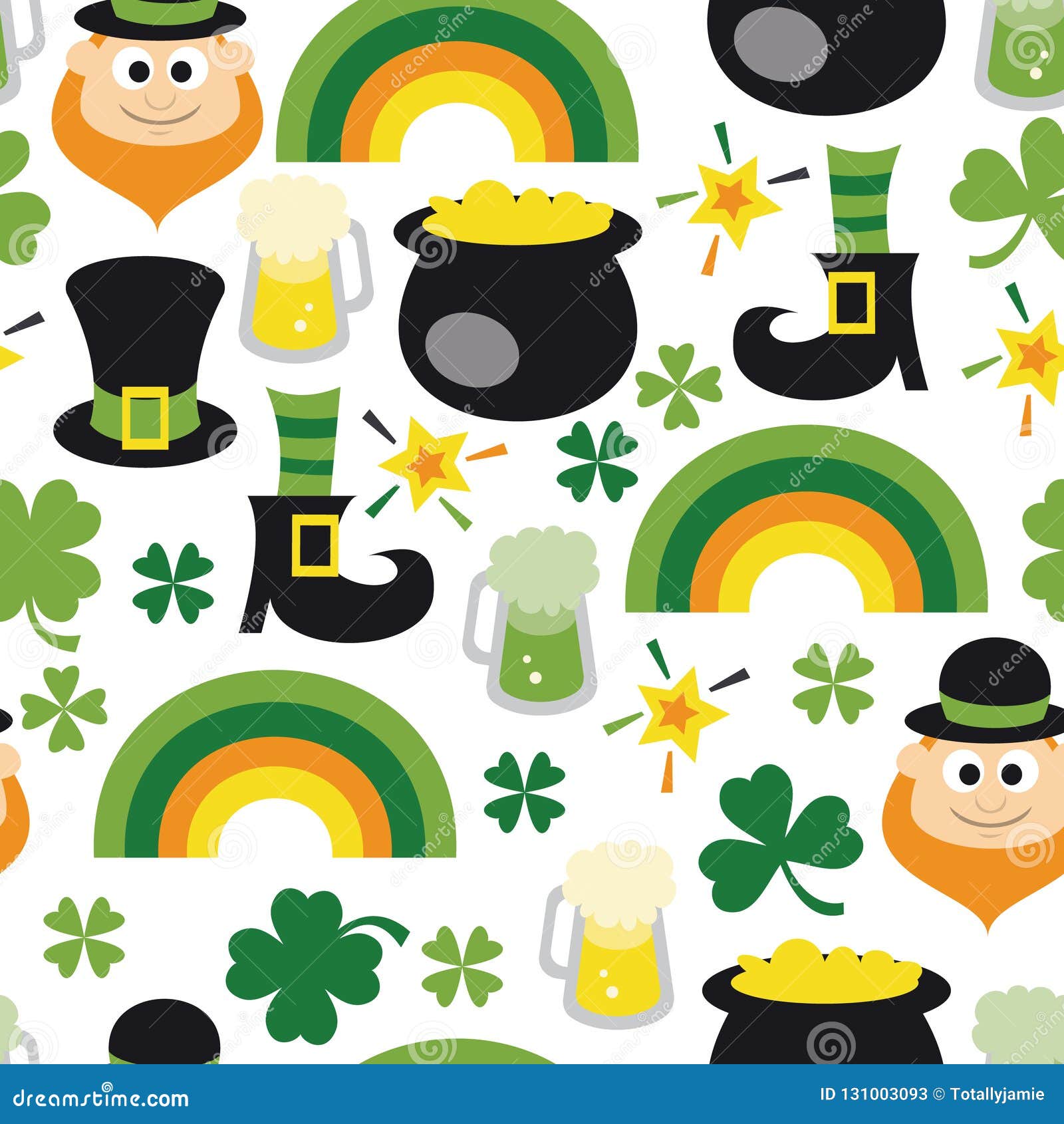Retro St Patrick`s Day Seamless Pattern Background Stock Illustration