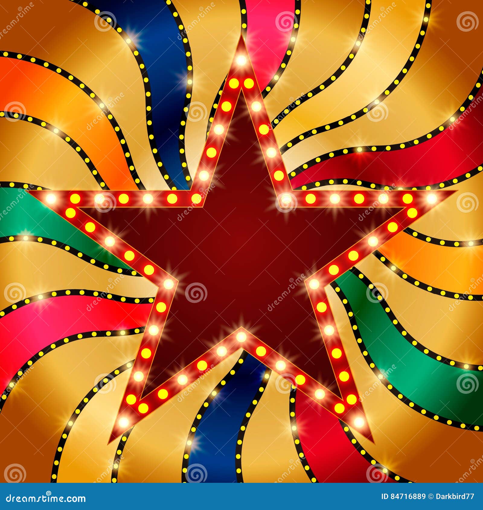 Retro Star Banner on Colorful Shining Background Stock Illustration ...