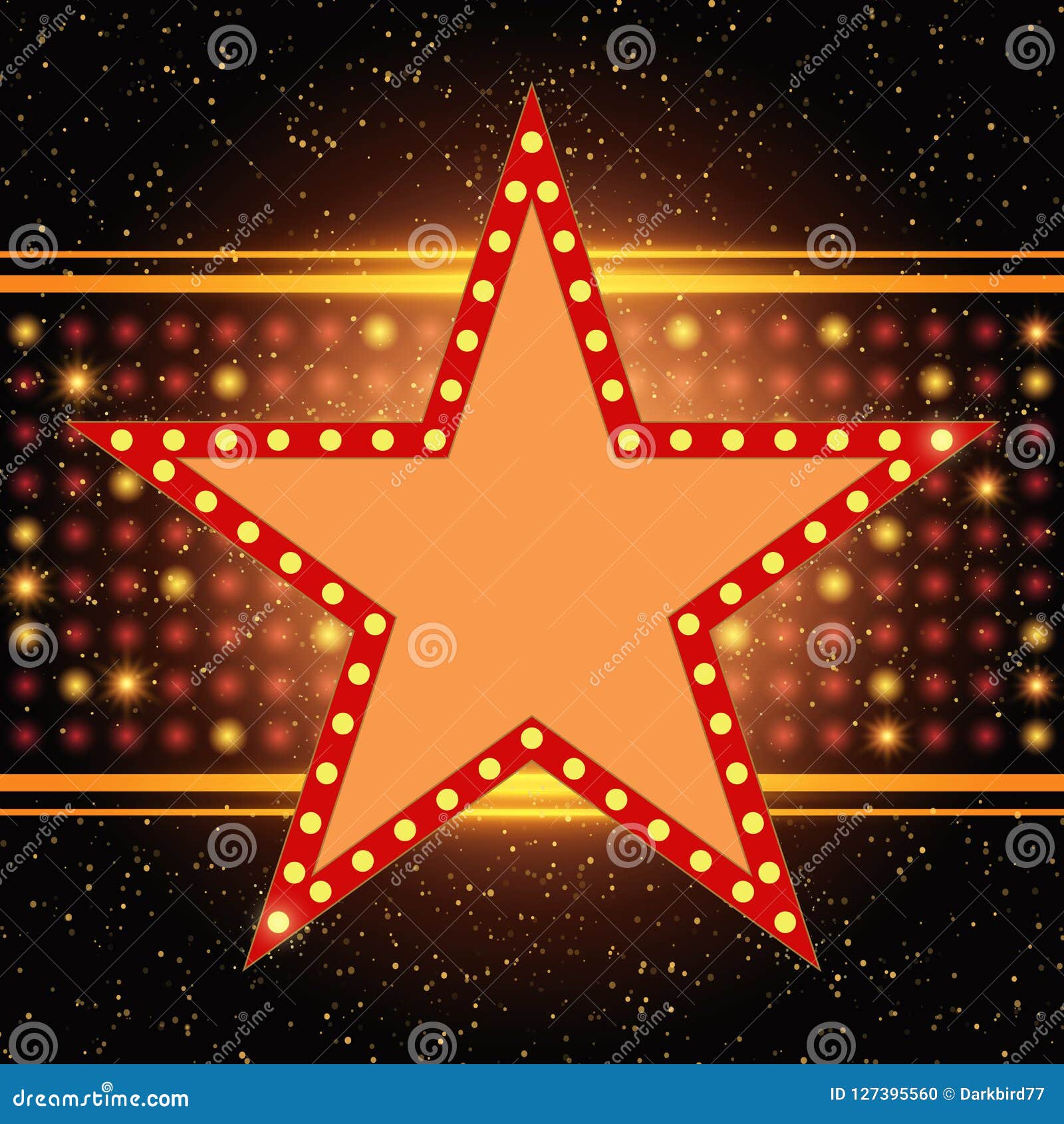 Retro Star Banner On Stage With Spotlight Effect Background Stock ...