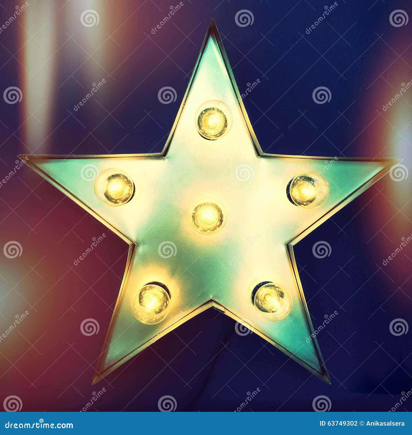 Retro Star with Light Bulbs Stock Photo - Image of fashioned, antique ...