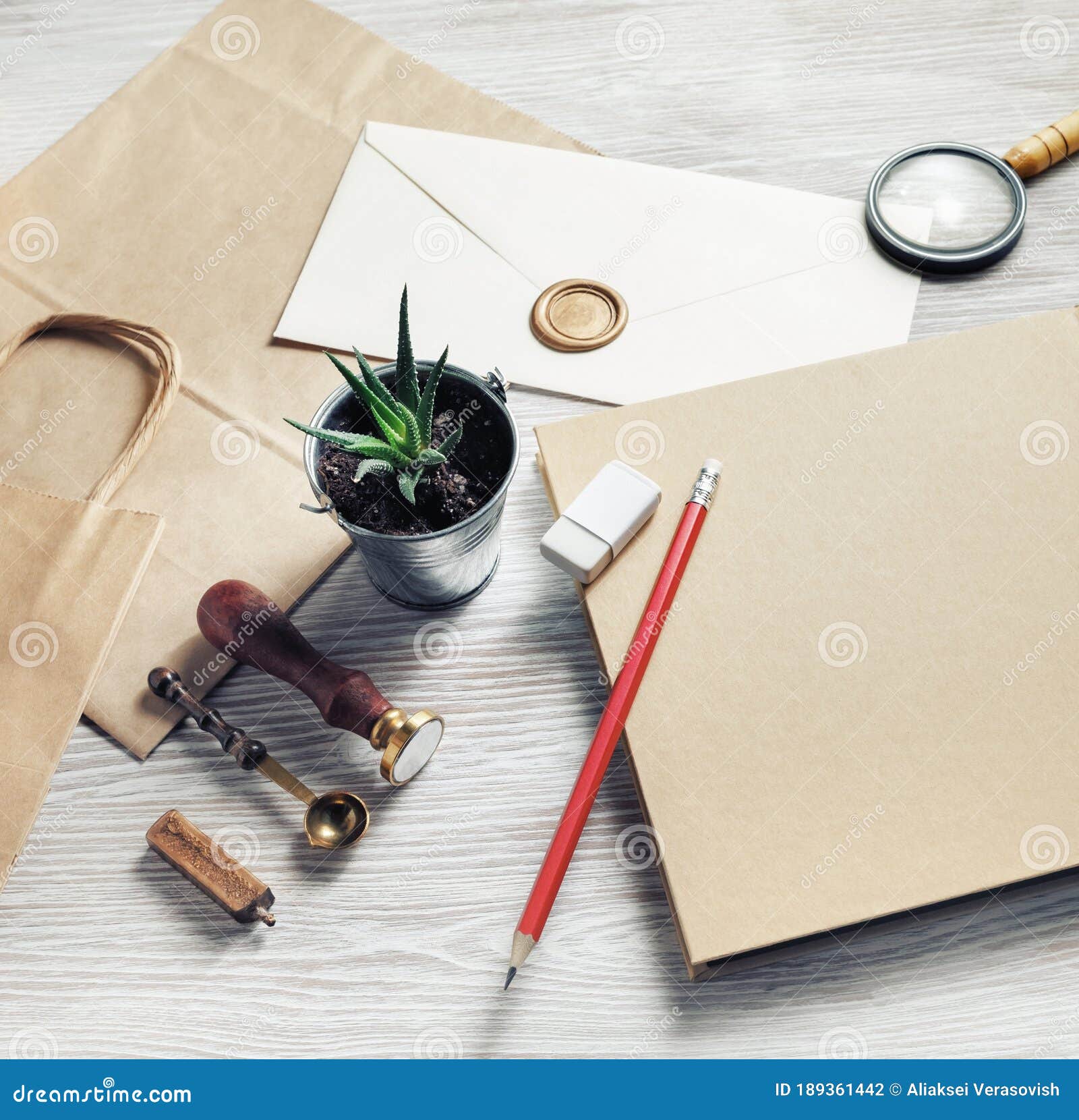 Retro stationery set stock photo. Image of magnifier - 189361442