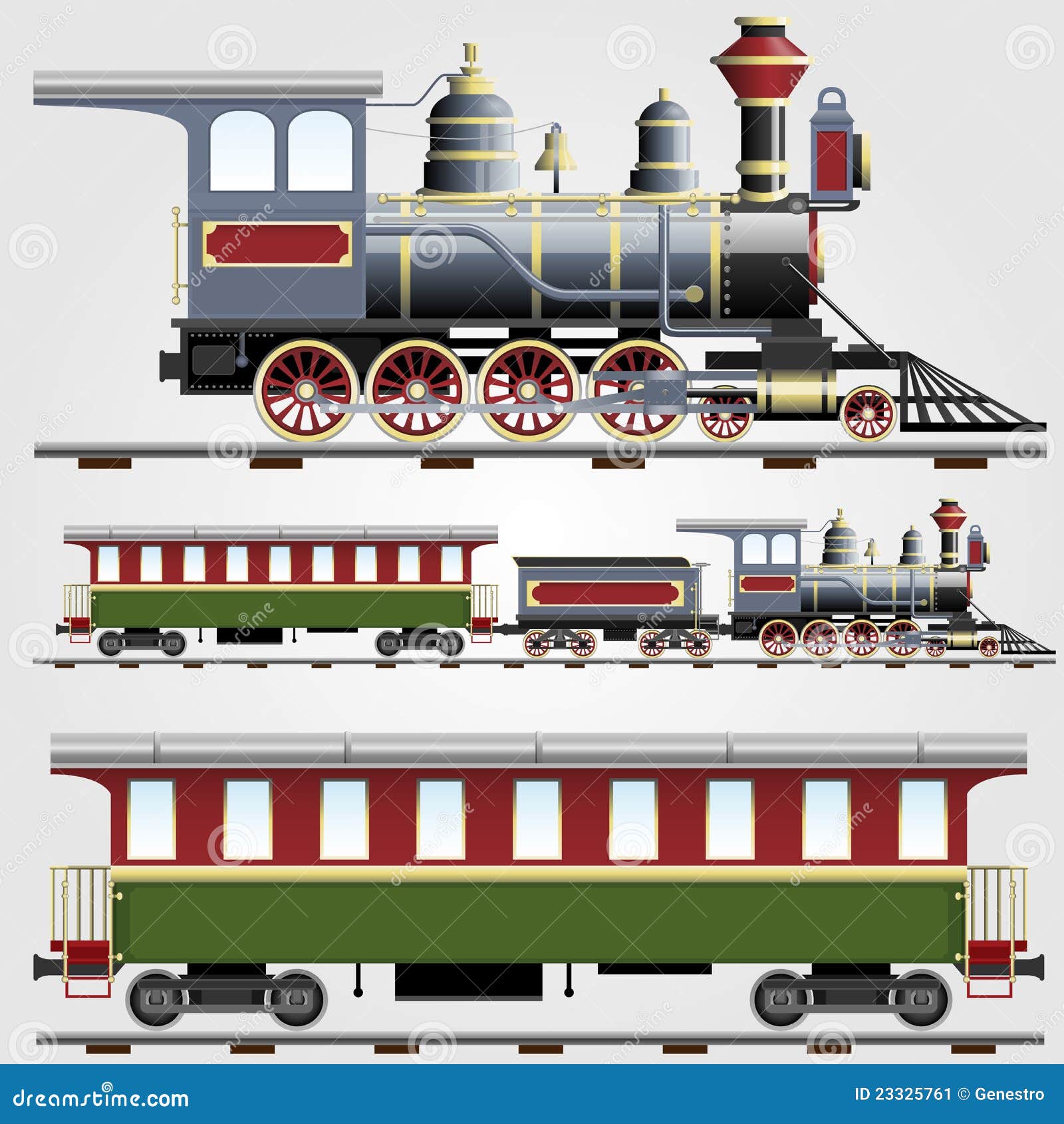 Retro Steam Locomotive Cartoon Vector | CartoonDealer.com #166990999