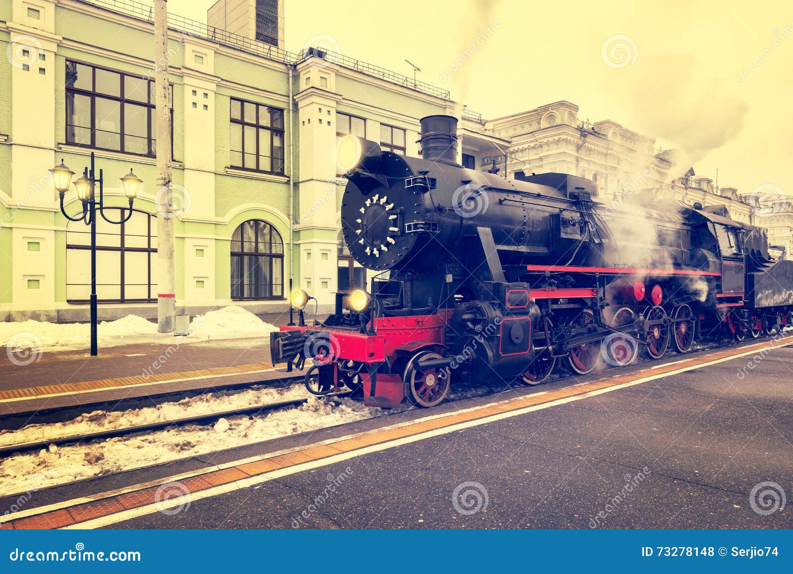 Retro steam train. stock photo. Image of rare, landmark - 73278148