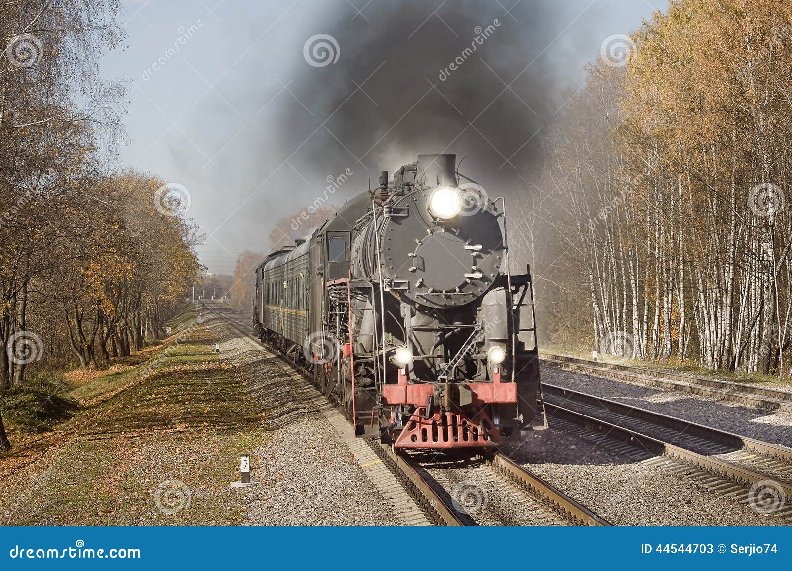 Retro steam train. stock image. Image of evening, railway - 44544703