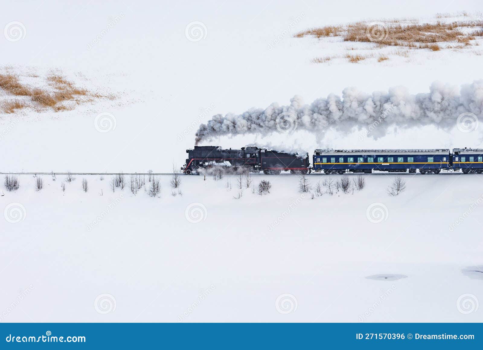Retro Steam Train Moves at Winter Day Stock Photo - Image of train ...