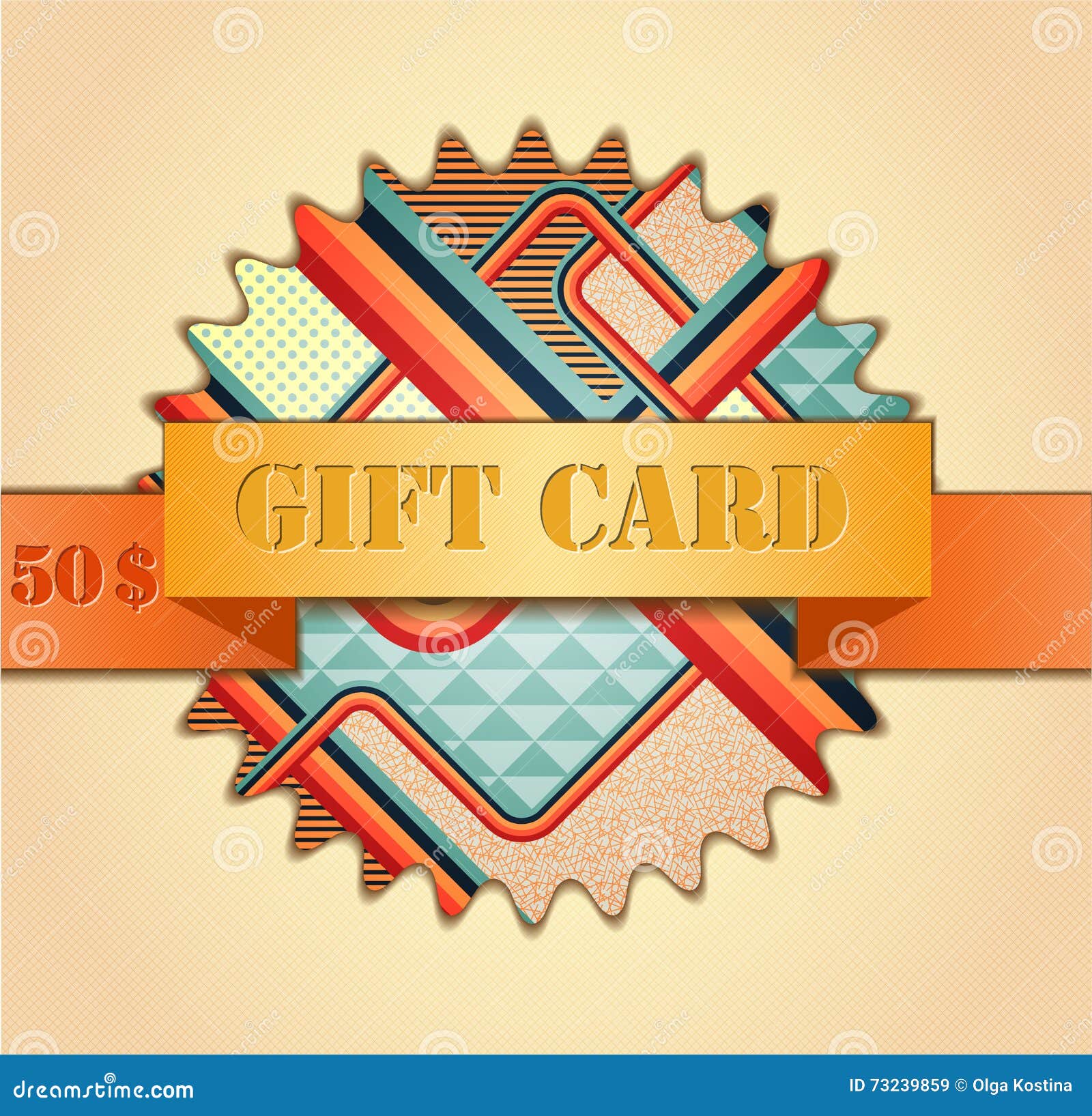 Retro Stile Abstract Gift Card. Stock Vector - Illustration of rainbow ...