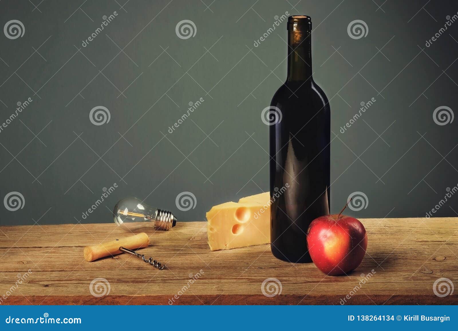 Retro Still Life with Wine and Cheese Light Bulb Stock Photo - Image of ...