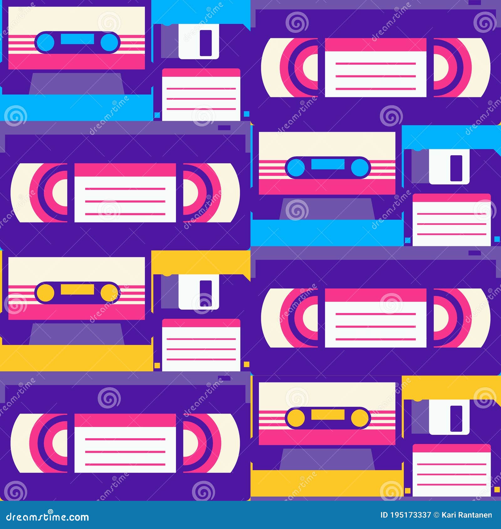 Retro Storage Devices Seamless Pattern Stock Vector - Illustration of ...