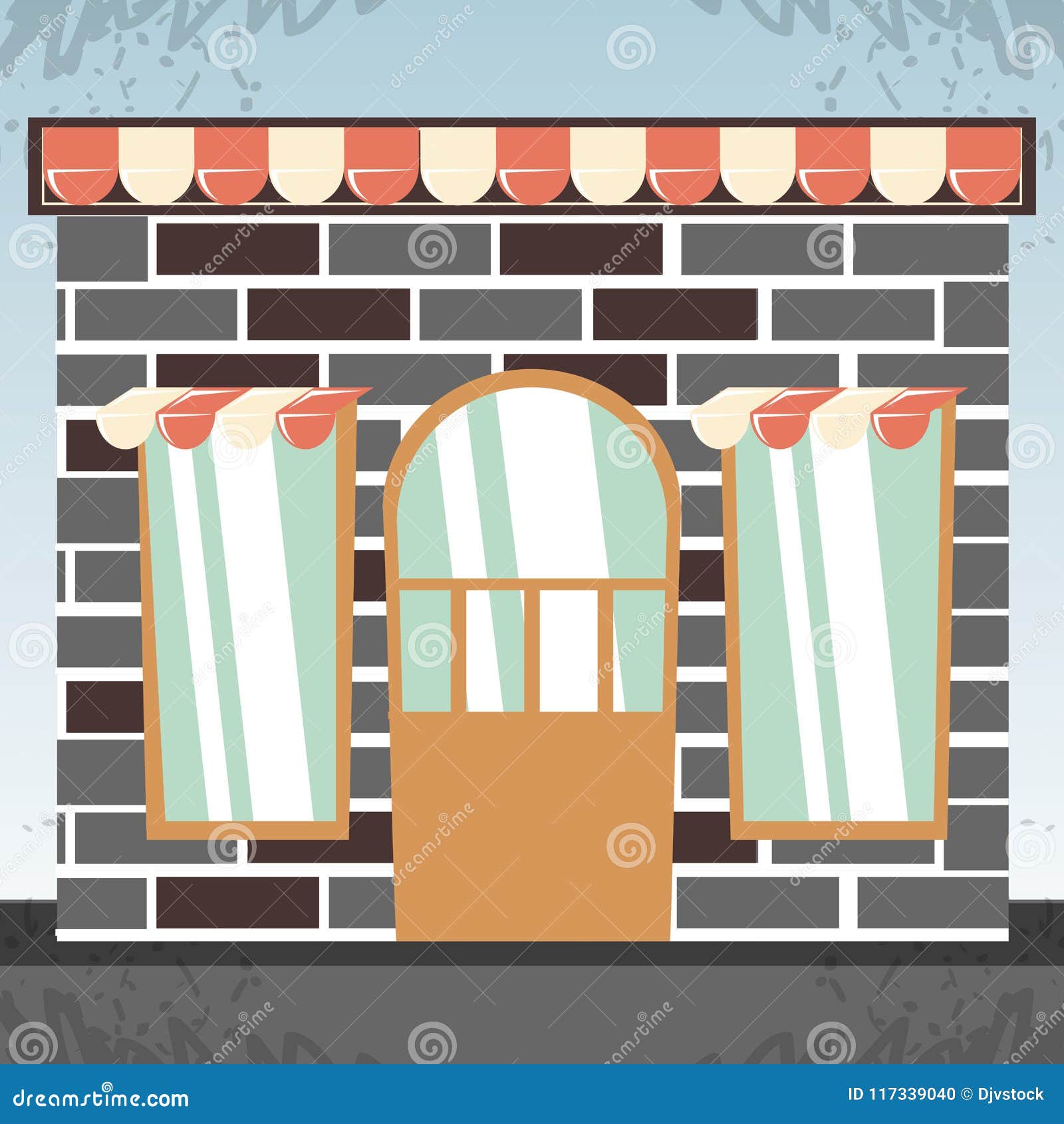 Retro store building front stock vector. Illustration of retail - 117339040
