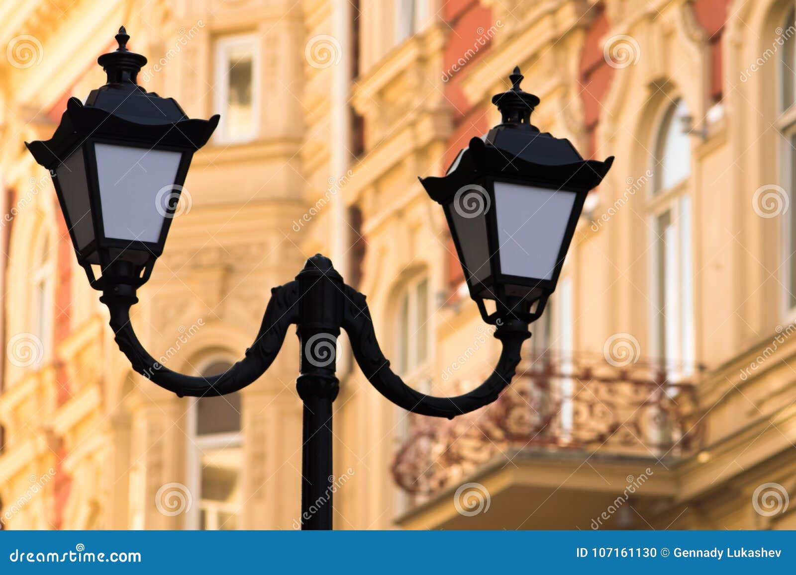 Retro street lights stock photo. Image of street, column - 107161130