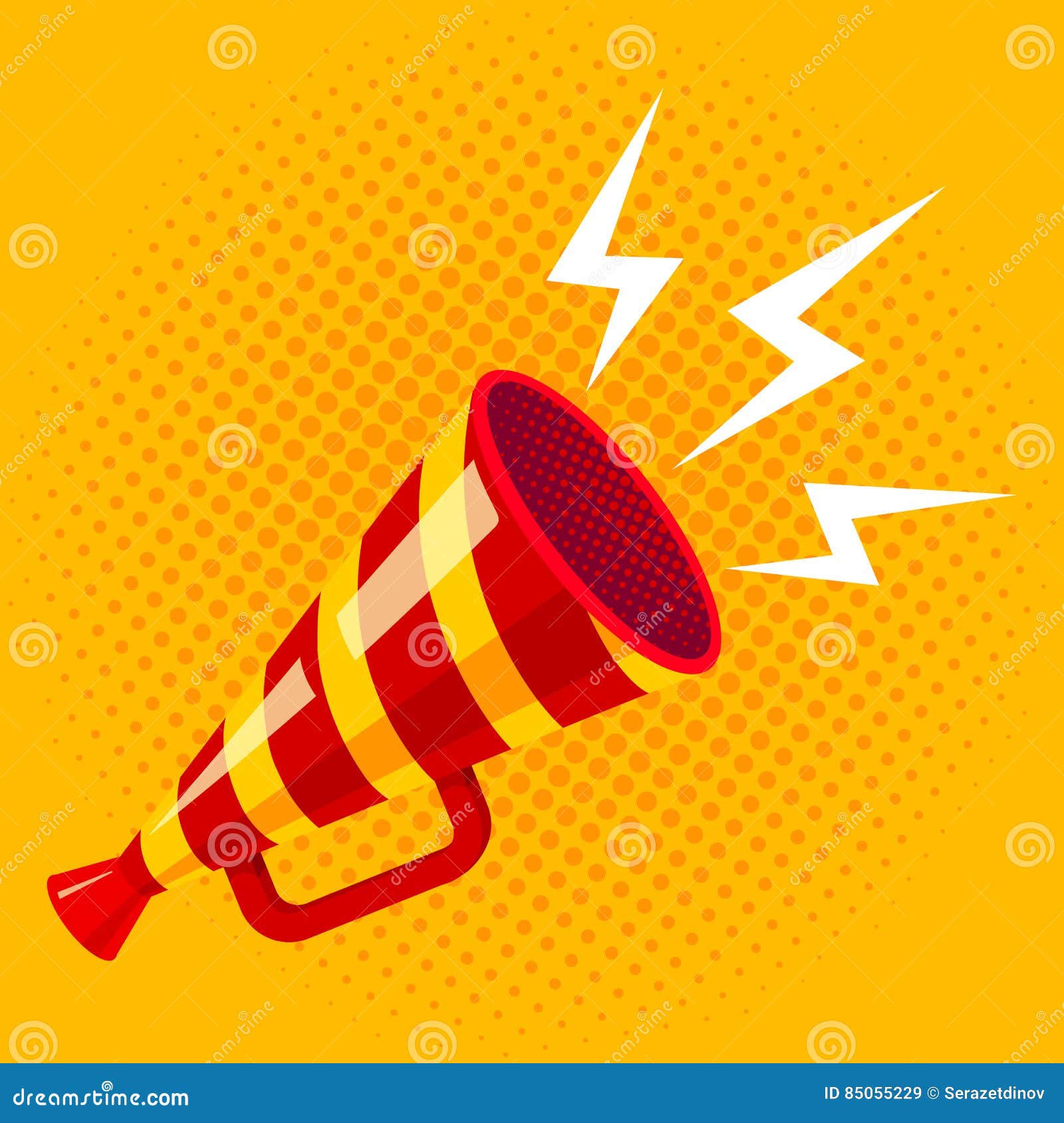 Retro striped megaphone. stock vector. Illustration of music - 85055229