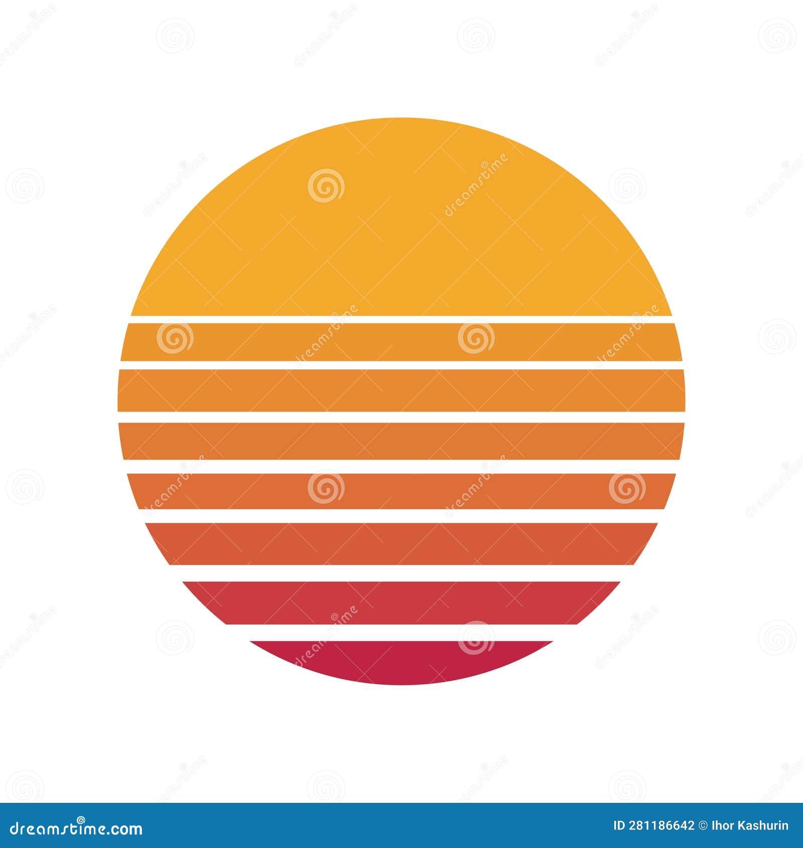 Retro Striped Sunset Prints in Circle Shape. Stock Vector ...