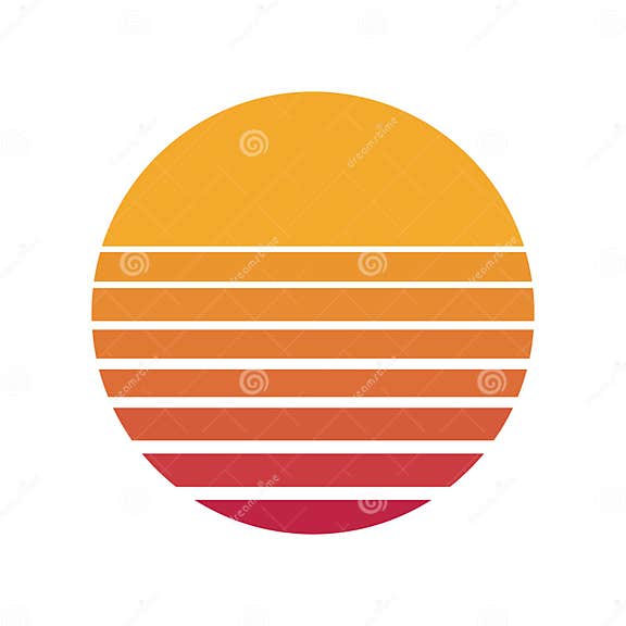 Retro Striped Sunset Prints in Circle Shape. Stock Vector ...