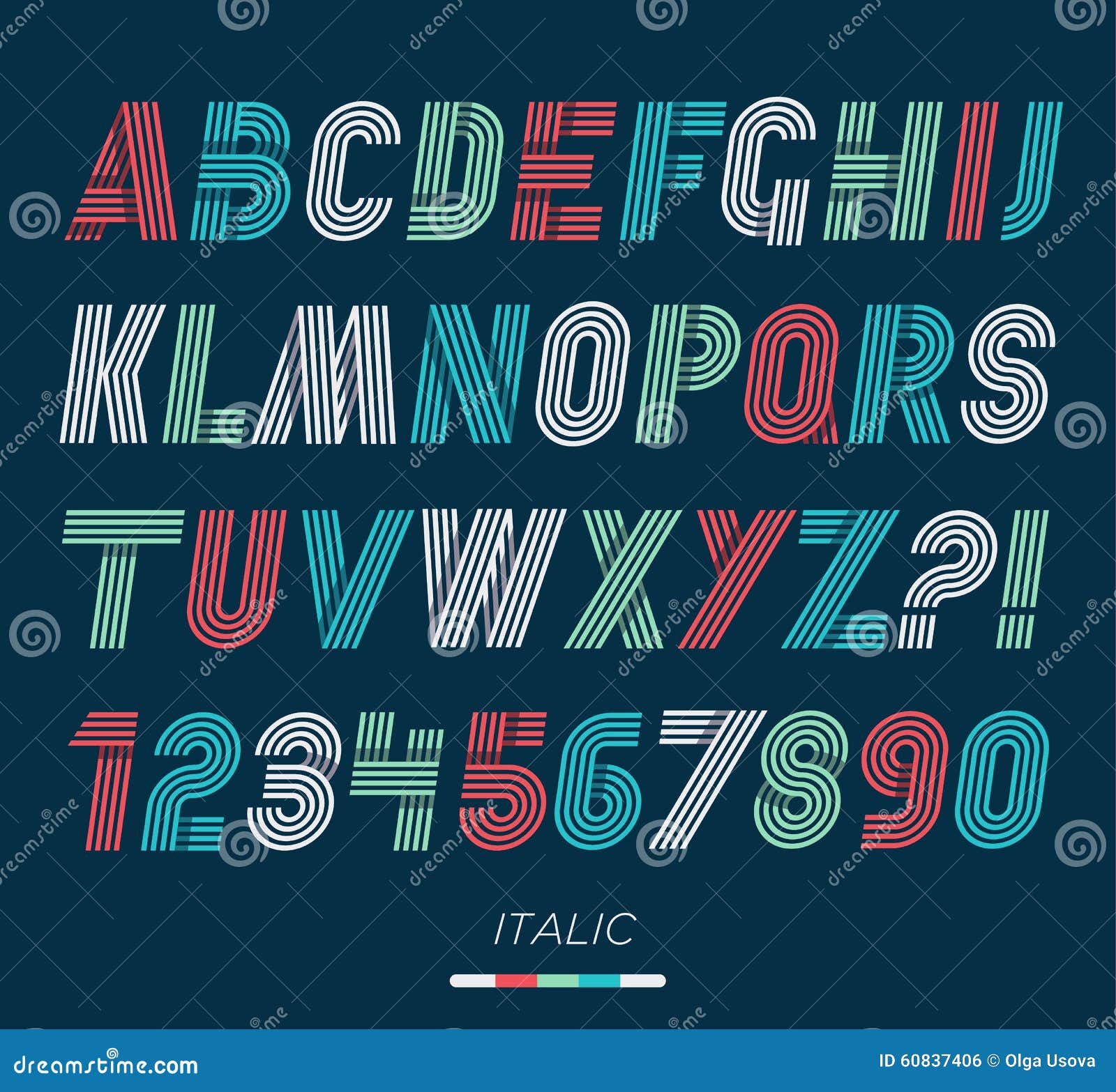 Retro Stripes Funky Fonts Set,trendy Elegant Retro Style Design. Stock ...