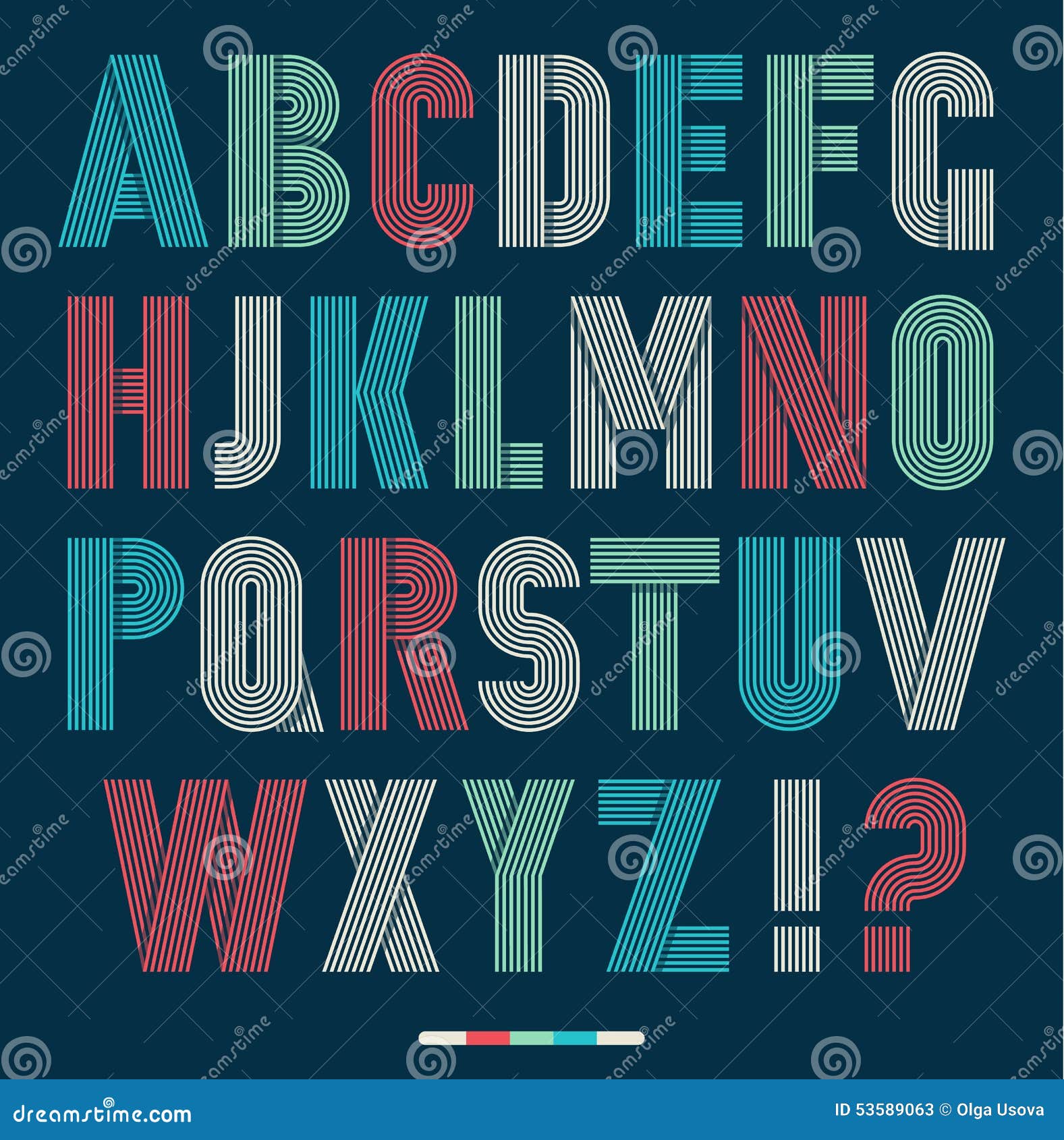 Retro Stripes Funky Fonts Set Stock Vector - Illustration of ...