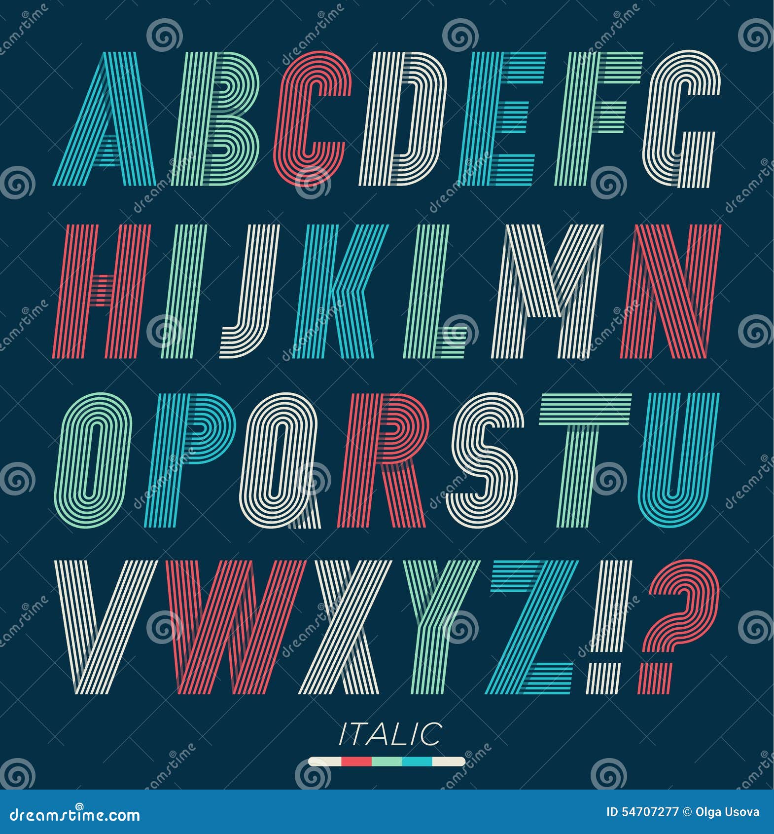 Retro Stripes Funky Fonts Set Stock Vector - Illustration of color ...