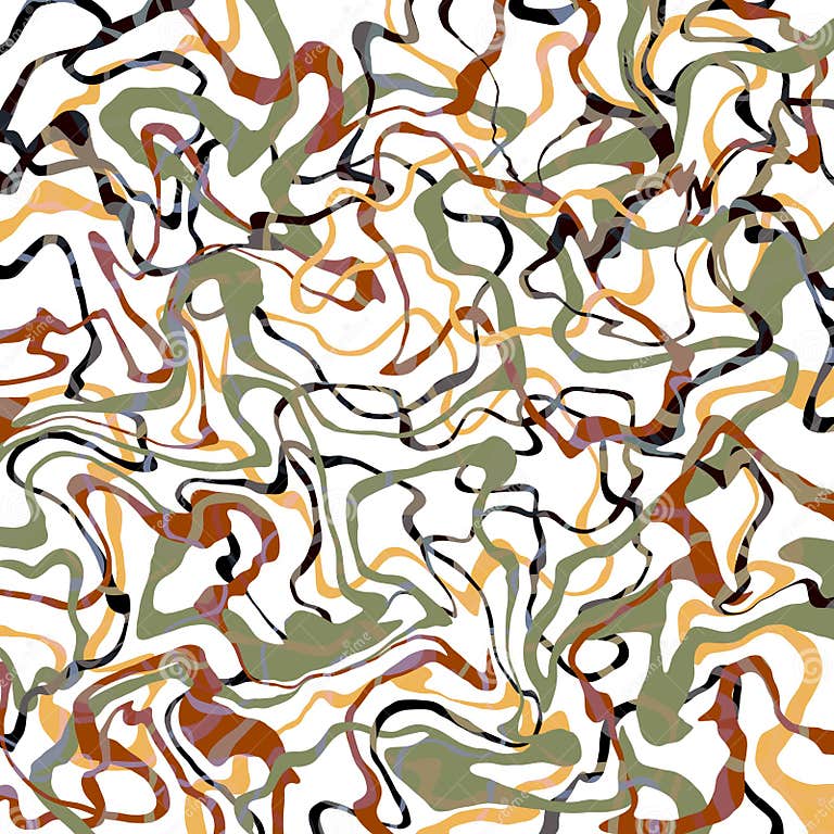 Retro Style Abstract Geometric Layered Marble Texture Thin Sinuous Wavy Distorted Stripes White ...