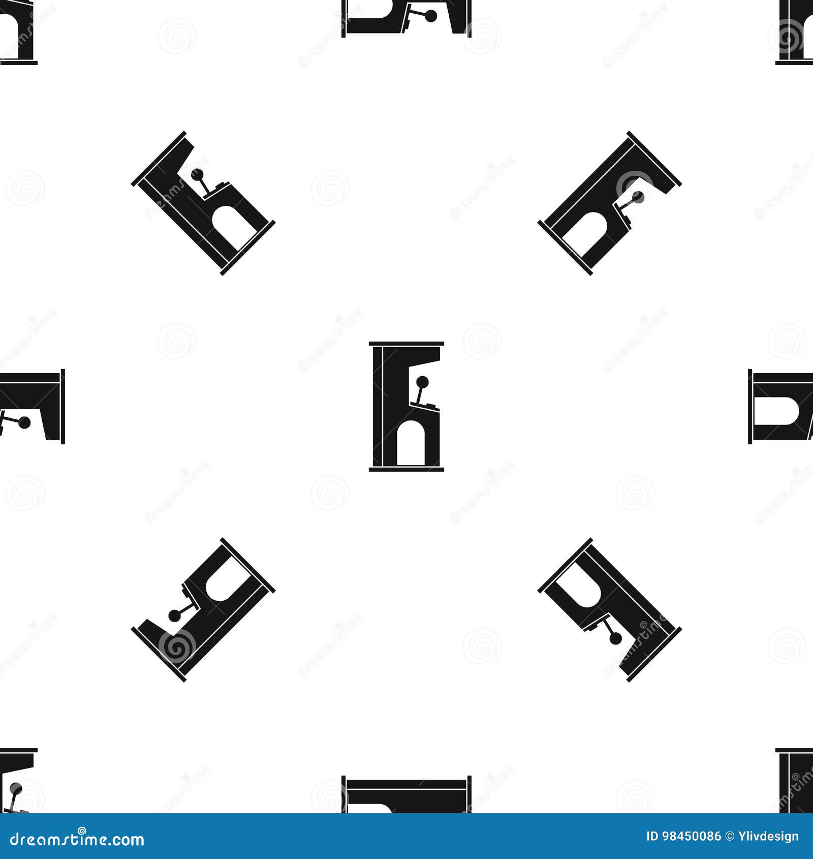 Retro Style Arcade Game Machine Pattern Seamless Black Stock Vector ...